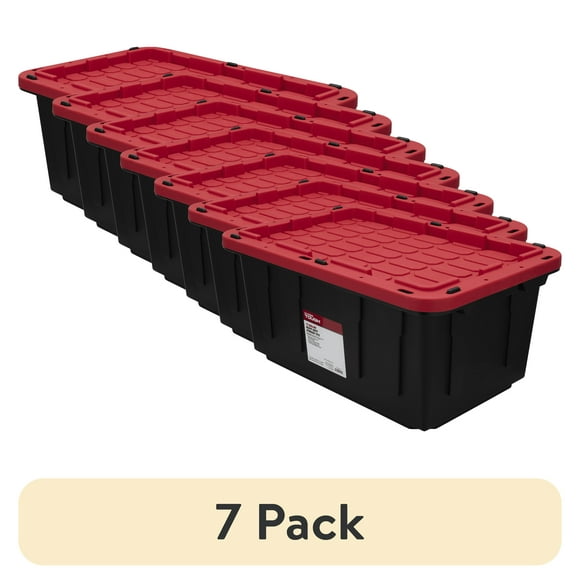 Hyper Tough 27 Gallon Storage Tote Black With Red Lid