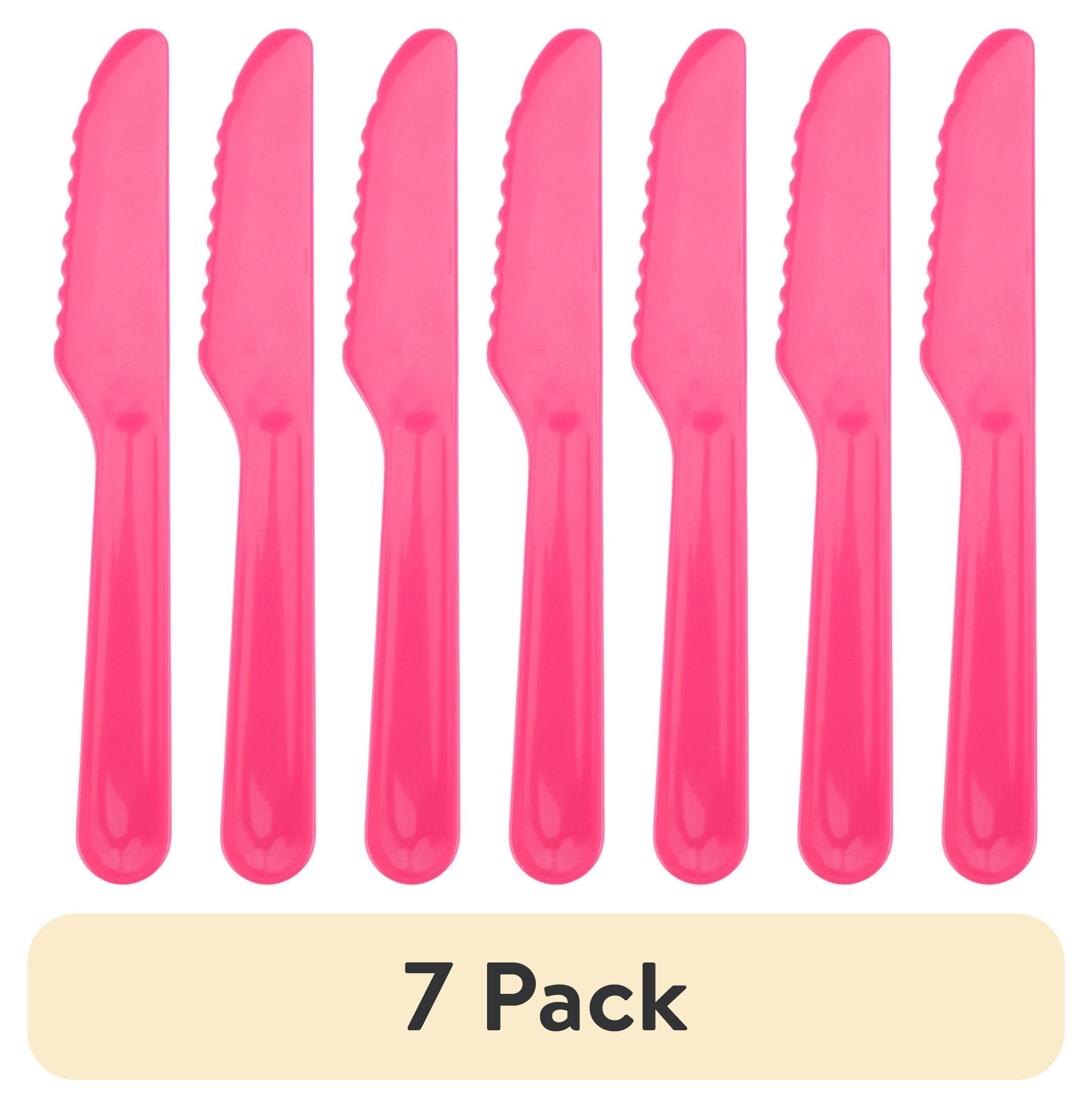 (7 pack) Your Zone 4 Count Pink Plastic Utensil Set with Fork, Spoon ...