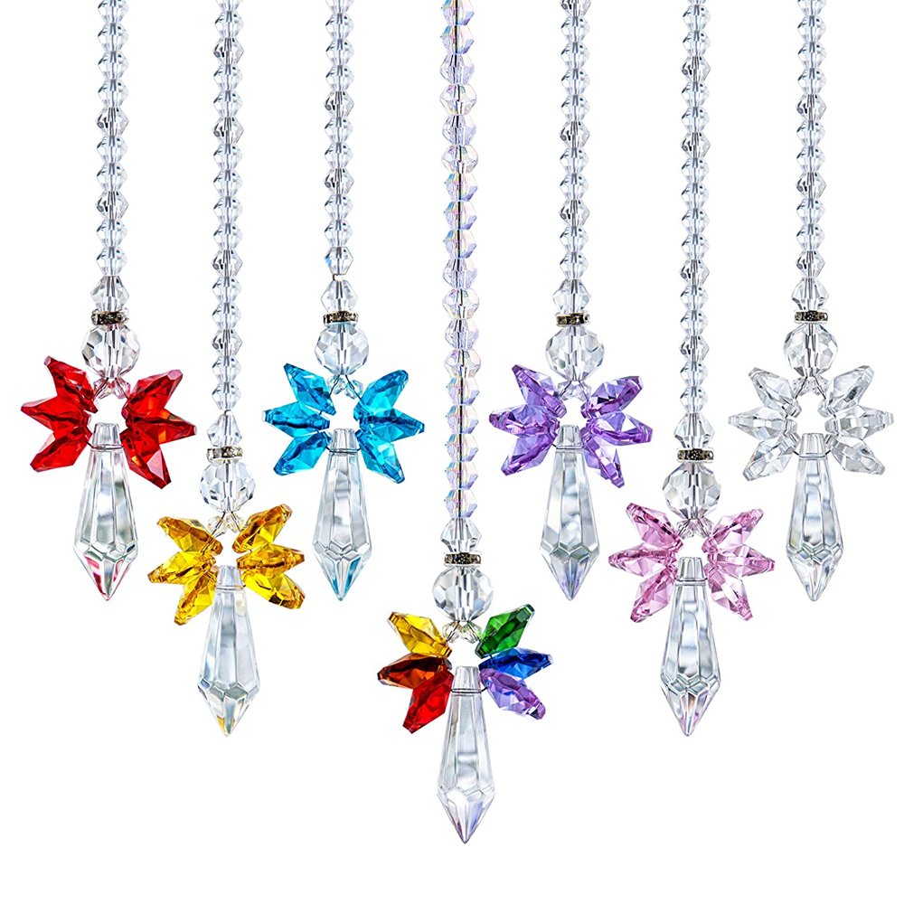 7-pack of rainbow guardian angel crystal sun catchers for home/car and ...