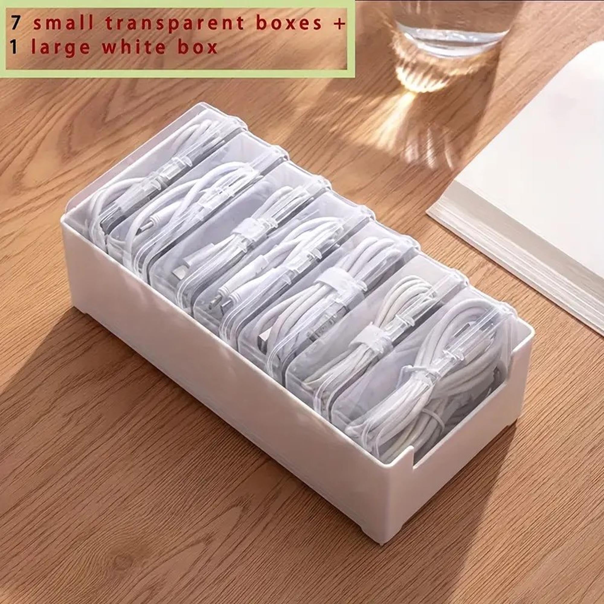7-pack storage boxes, transparent and waterproof, multi-purpose desktop ...