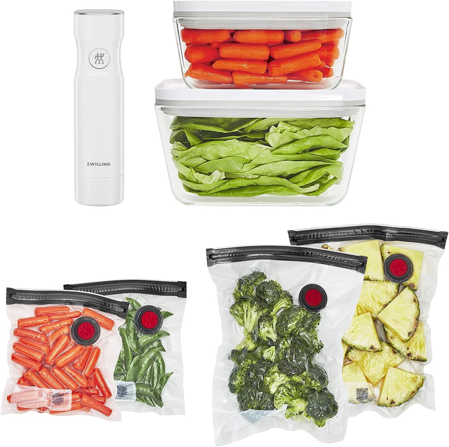 7-pc Vacuum Sealer Machine Starter Set, Sous Vide Bags, Meal prep ...