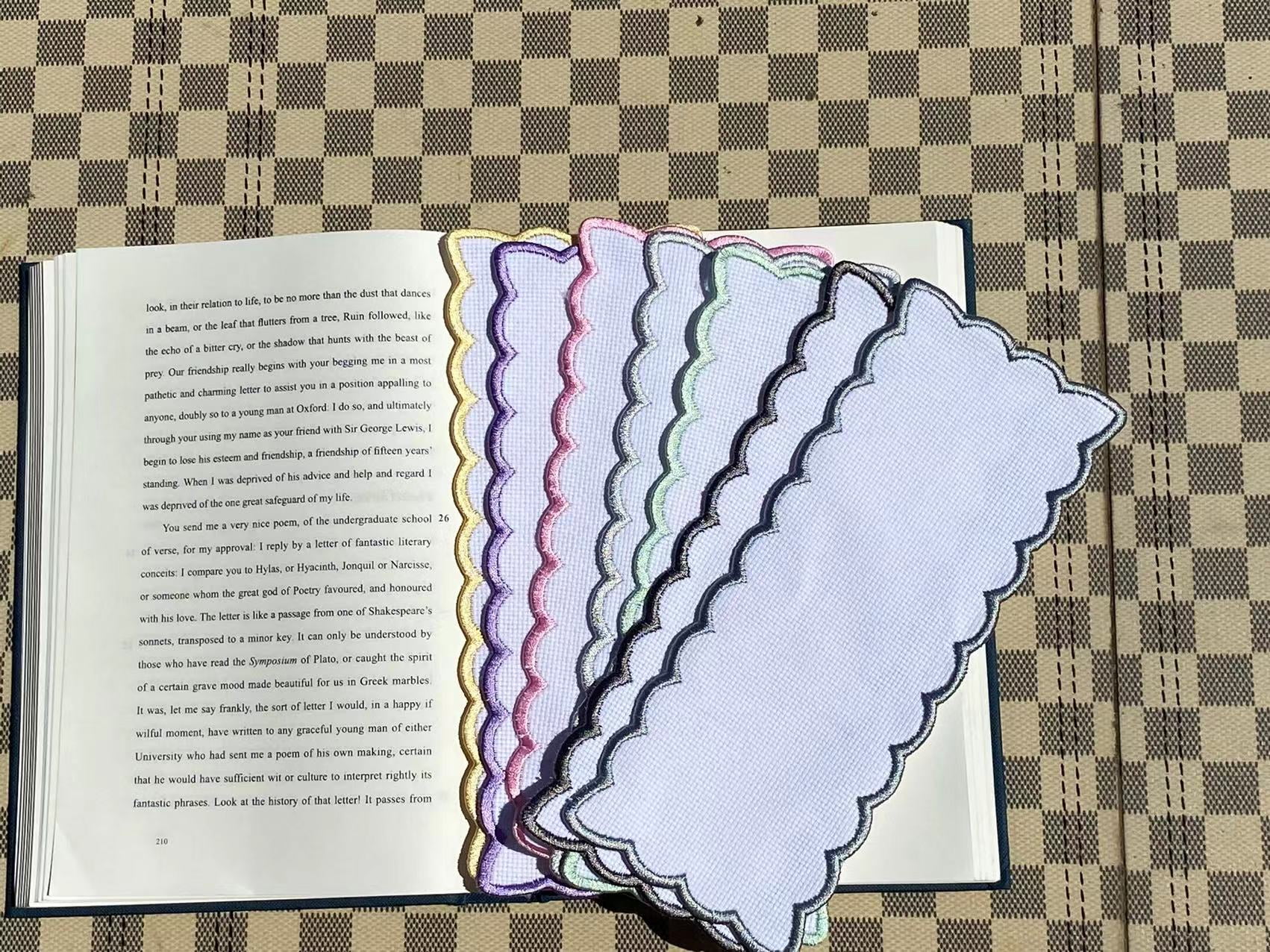 7 pcs of 18count aida Fabric Colorful Embroidery Edged Bookmarks Blank ...