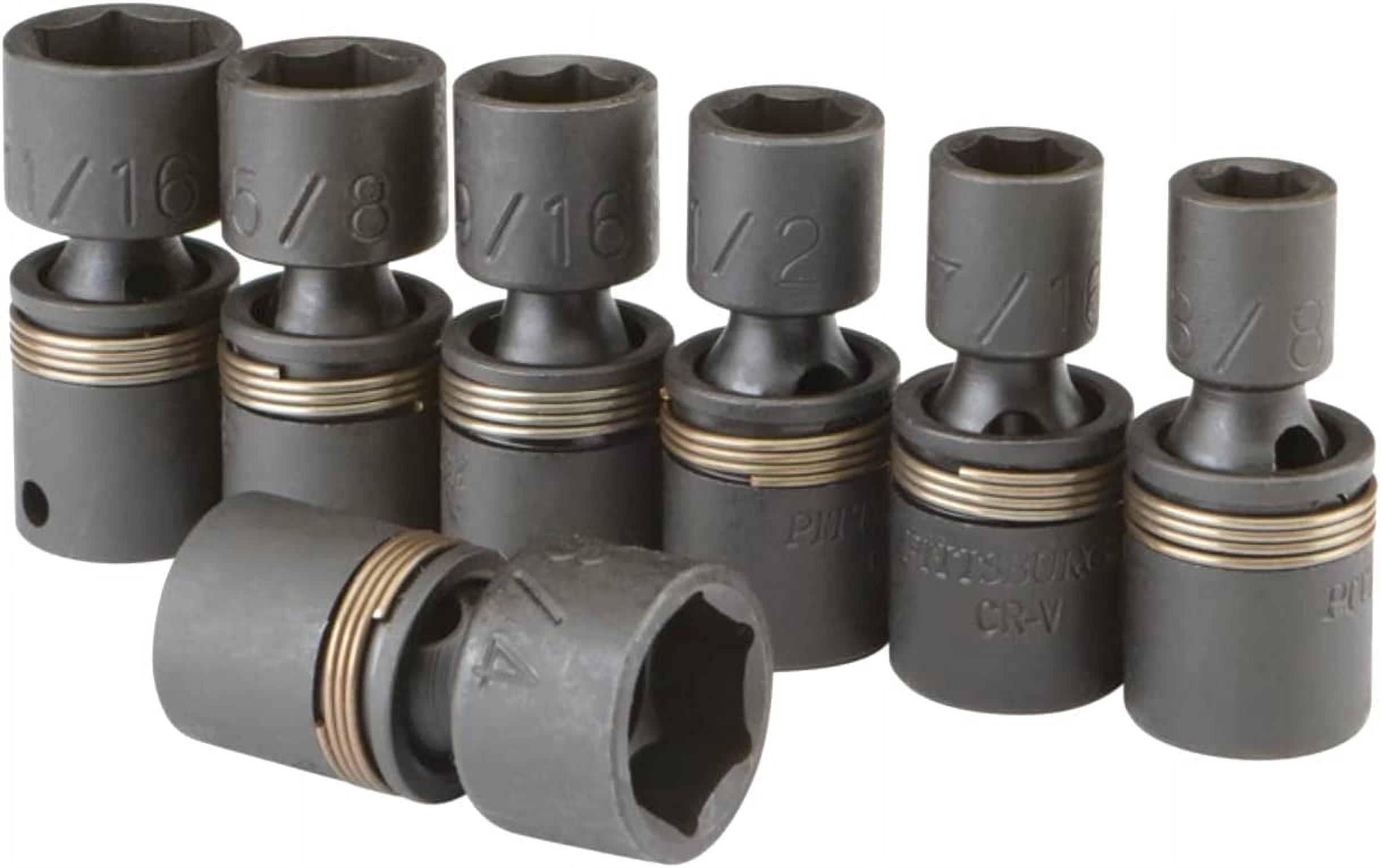 7 Piece 3/8 Inch Drive SAE Impact Swivel Socket Set: 3/8 in., 7/16 in ...