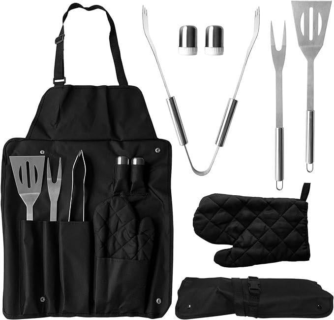 7-piece Barbecue Kit with INOX Barbecue Apron, Barbecue Grill and BBQ ...