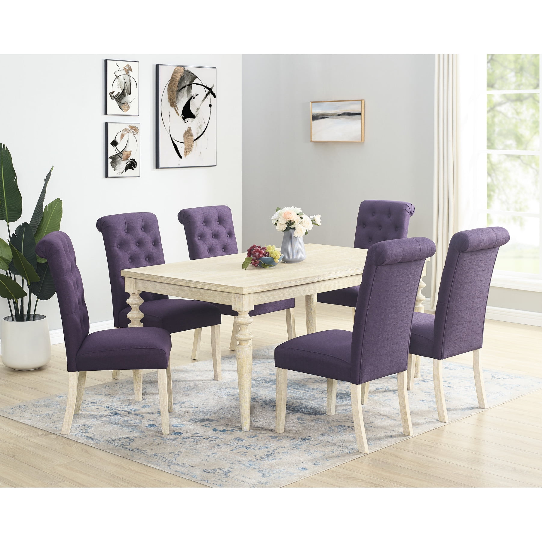 7-piece - Fixed table for stability - Family get-togethers - Elegant ...