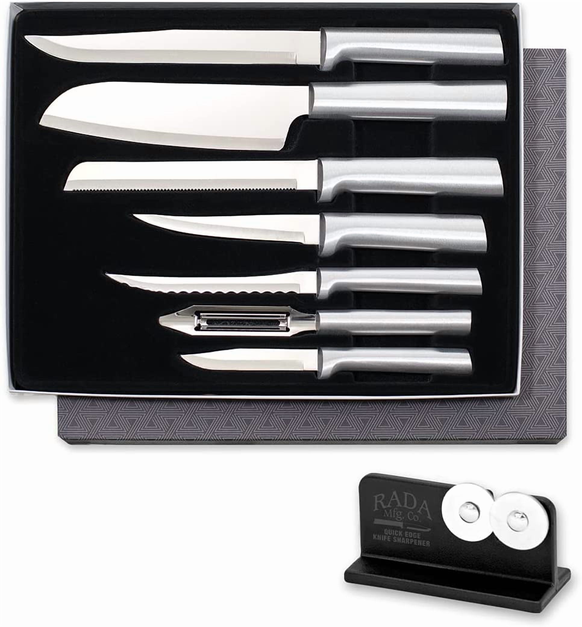 7-piece Starter Knife Gift Set S38 with Quick Edge Sharpener R119 ...
