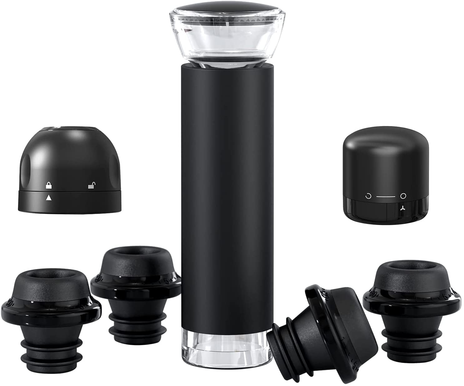 7-piece Wine Vacuum Pump and Stopper, Rubber Wine Stoppers for Wine ...