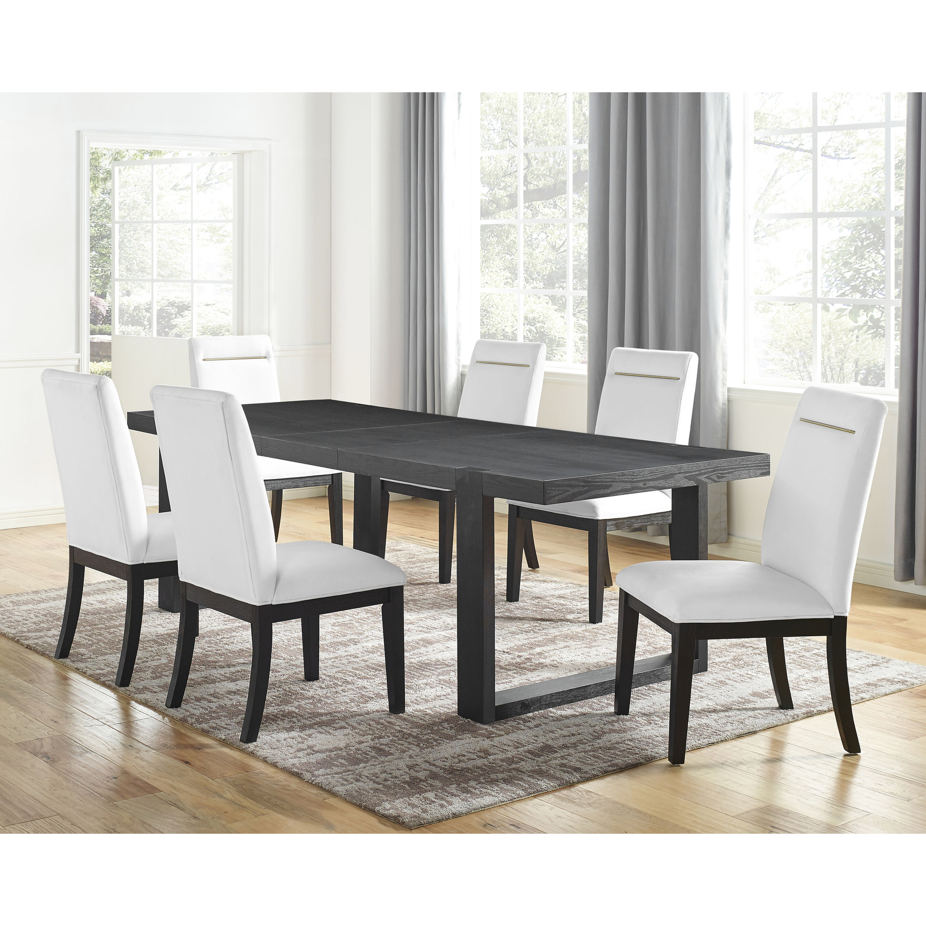 7-piece, double-pedestal sled base - moisture-resistant fabric chairs ...
