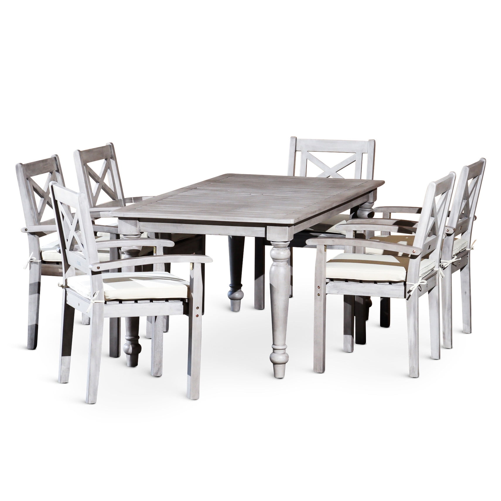 7-piece rectangular - Hand-applied silver gray finish - Al fresco ...