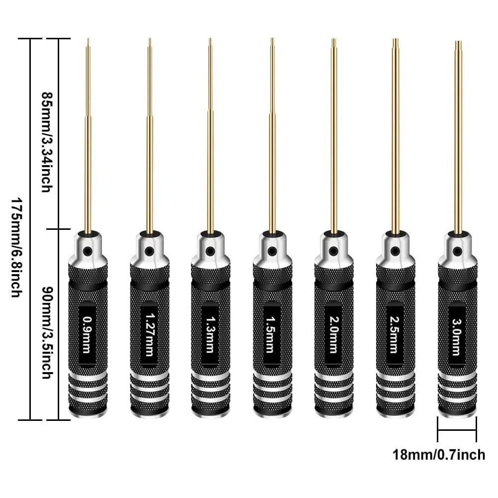 7-piece set of hexagonal screwdriver aviation model tools 0.9-3MM for ...