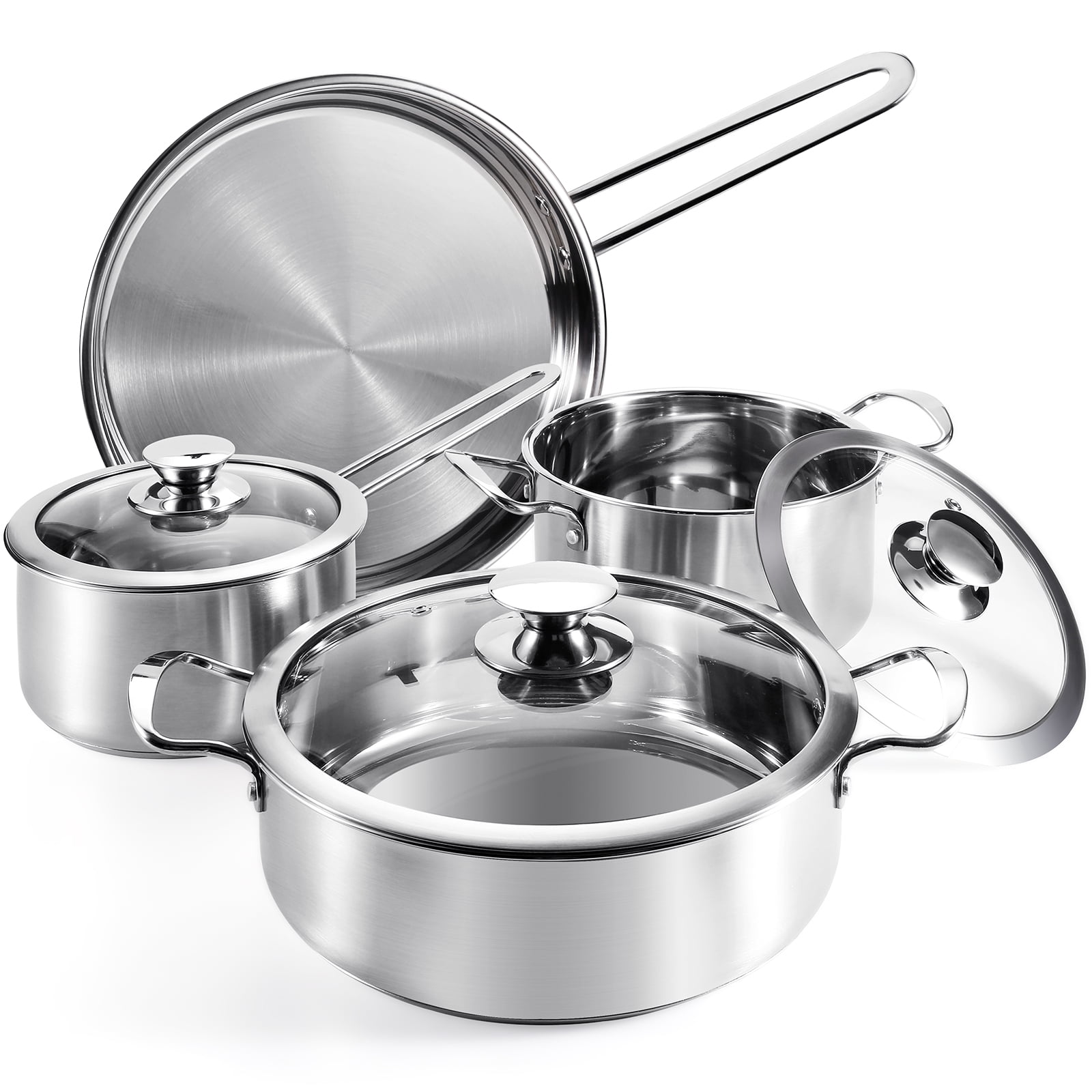 7 pieces Stainless Steel Pots Set, Non-stick, Suitable for Induction ...
