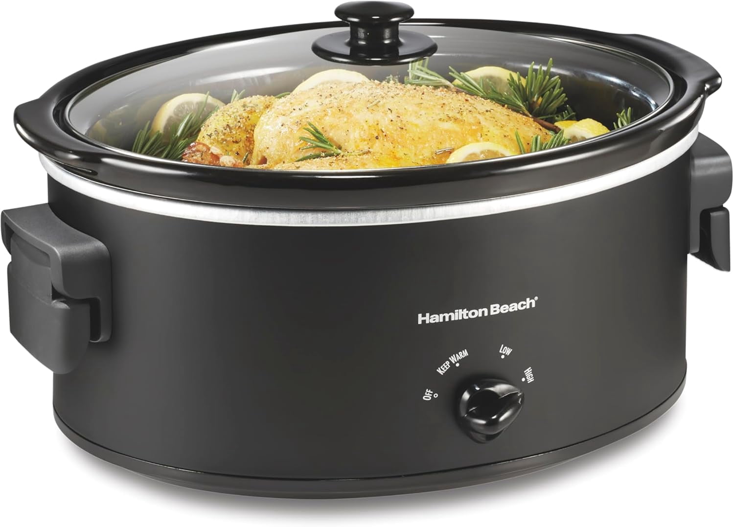 **7 quart slow cooker with space-saving folding handles, 3 heat ...