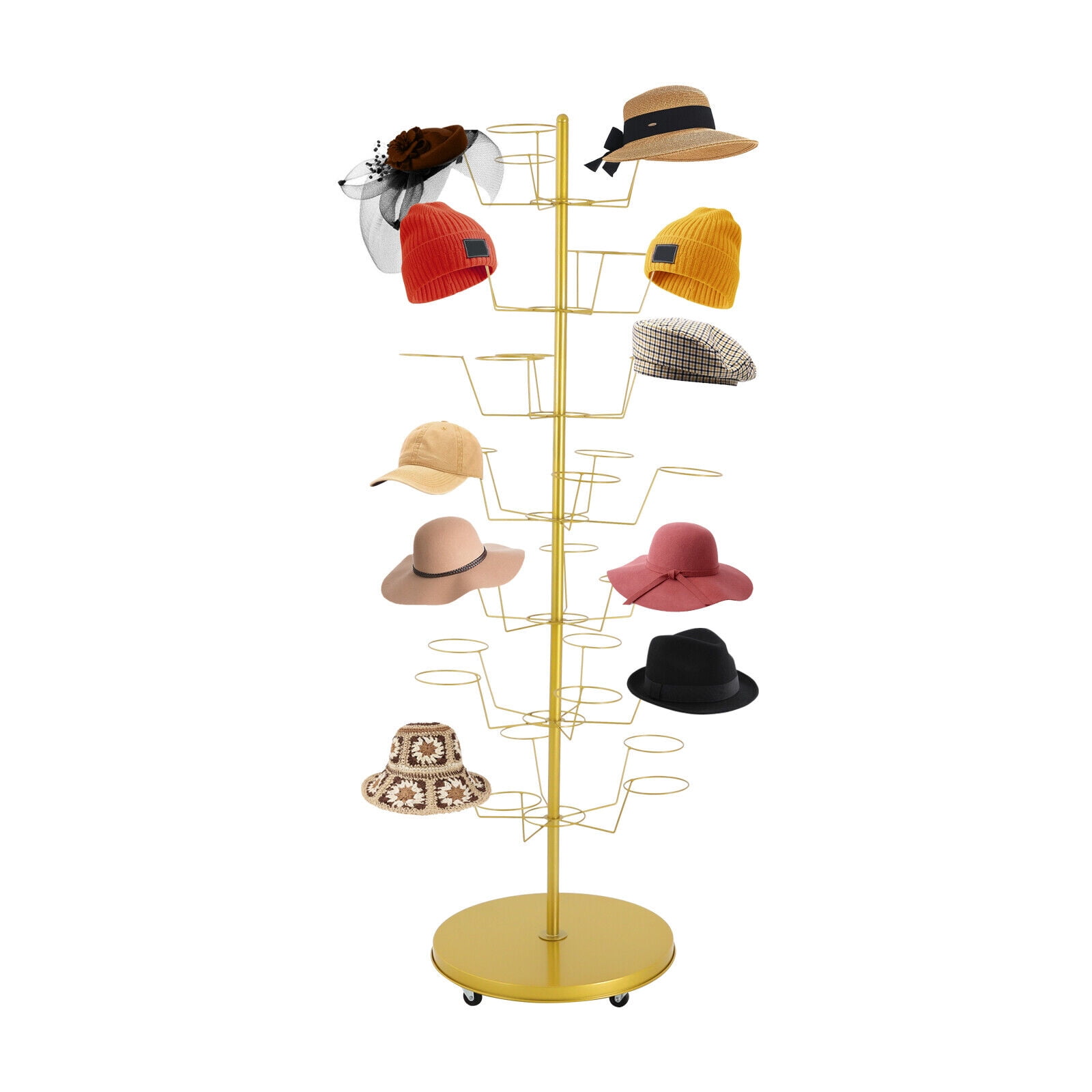 7-tier Metal Hat Rack Stand, Freestanding Gold Hats Wigs Holder Tree ...