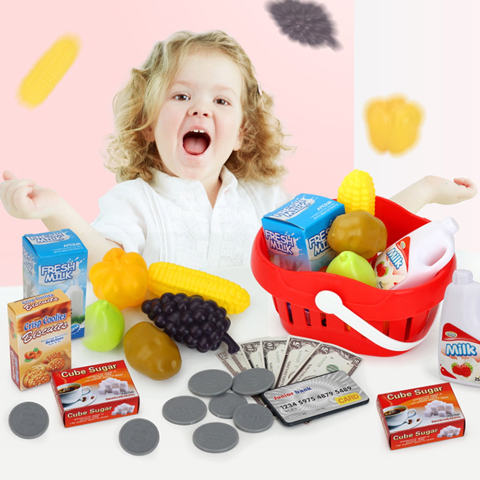 7-tlg. Cashier Toys for Kids, Toy Grocery Store with Checkout Scanner ...