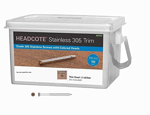 #7 x 1-5/8" - #73 Java - Stainless Steel Trim Deck Screws - 350 pc. Deck Pack for 100 Sq. Ft. of ...