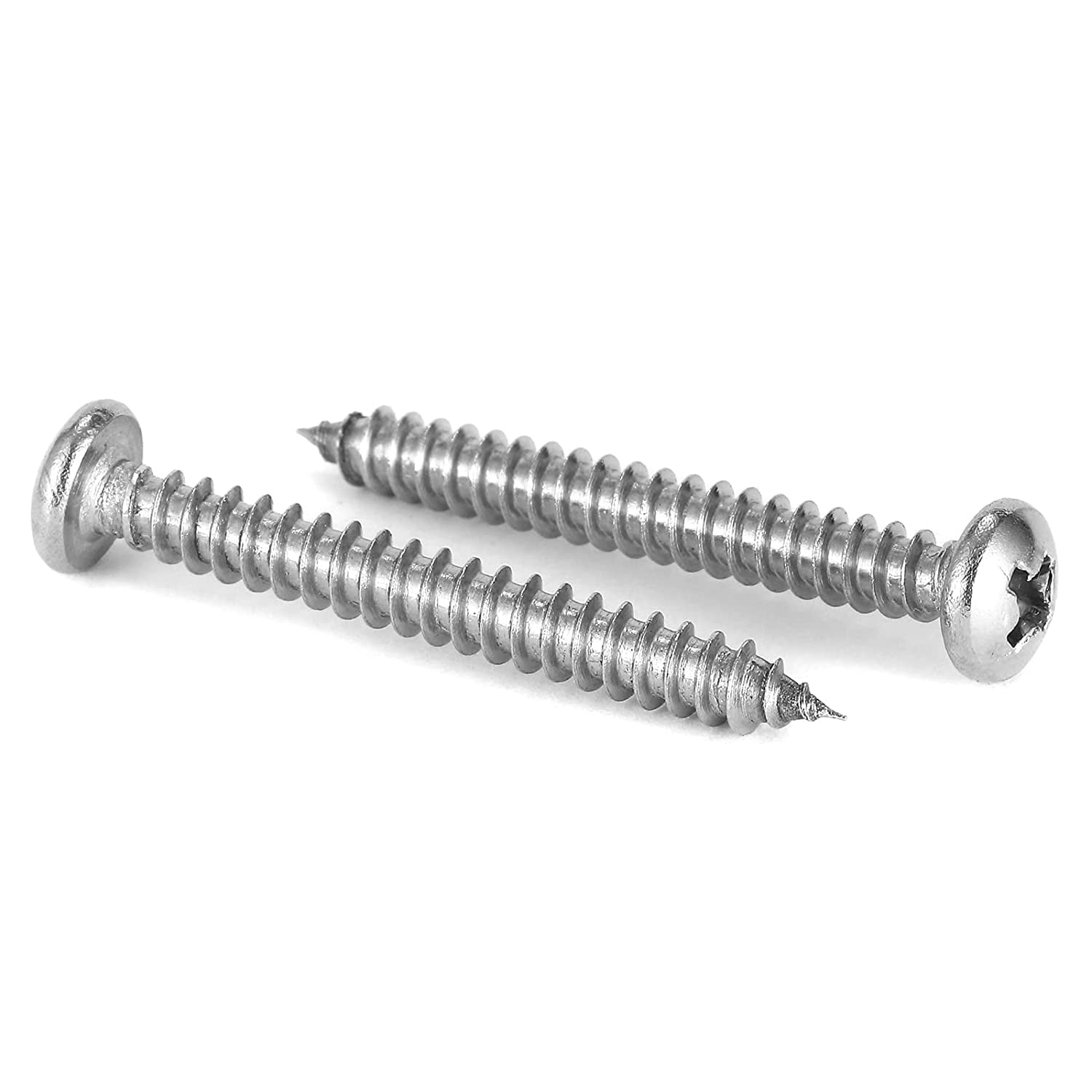 #7 x 1 Wood Screw 100Pcs 18-8 (304) Stainless Steel Pan Head Fast Self ...