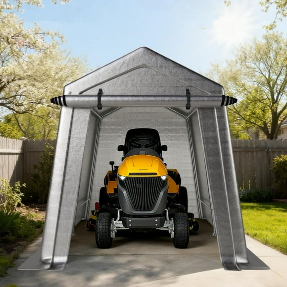 7 x 10 FT Storage Shed, Portable Shed with 220G Heavy Duty PE Tarp, Roll-up Zipper Door & Vent ...