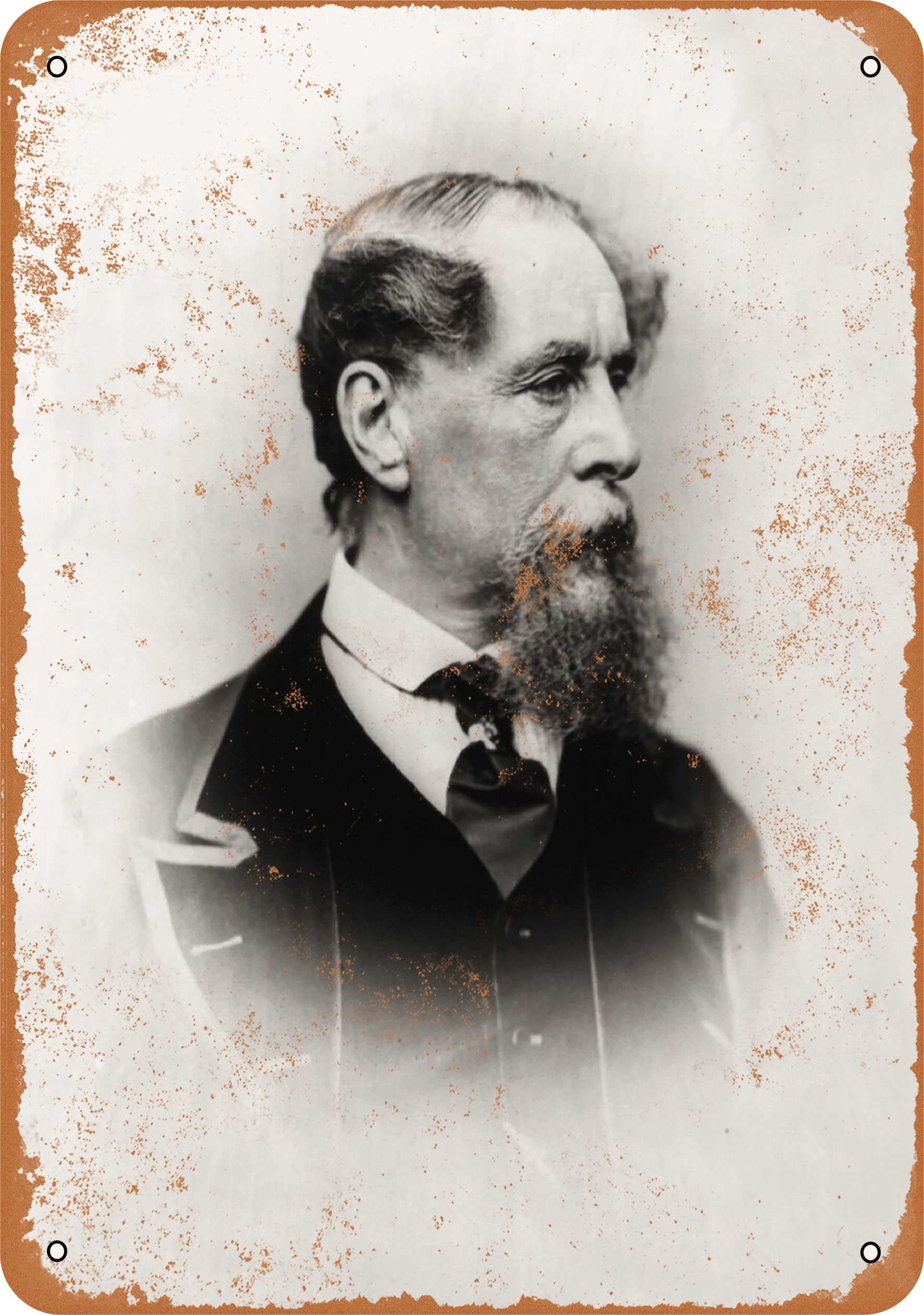 7 x 10 METAL SIGN - 1867 Charles Dickens Portrait - Vintage Rusty Look ...