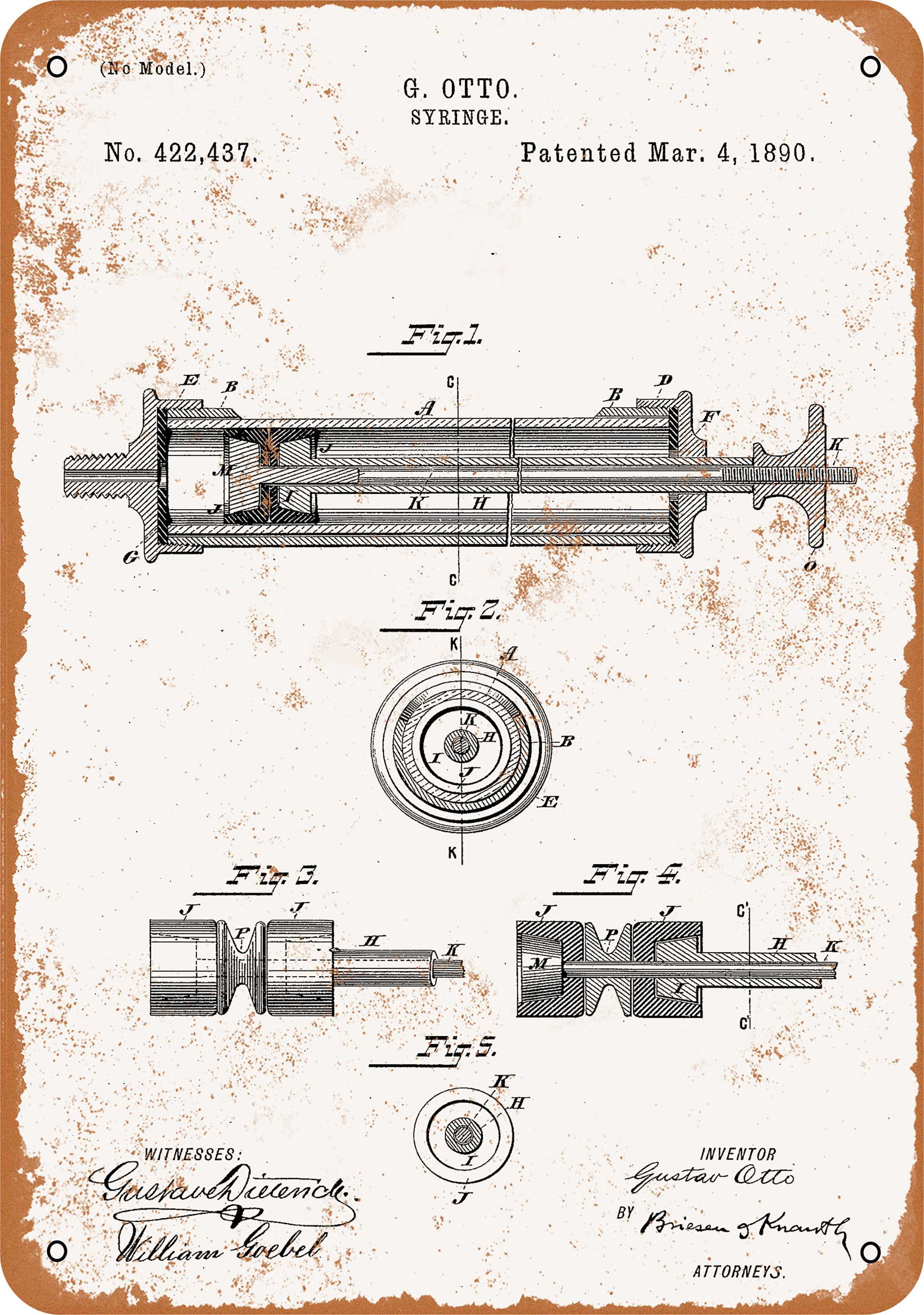 7 x 10 METAL SIGN - 1890 Syringe Patent - Vintage Rusty Look - Walmart.com