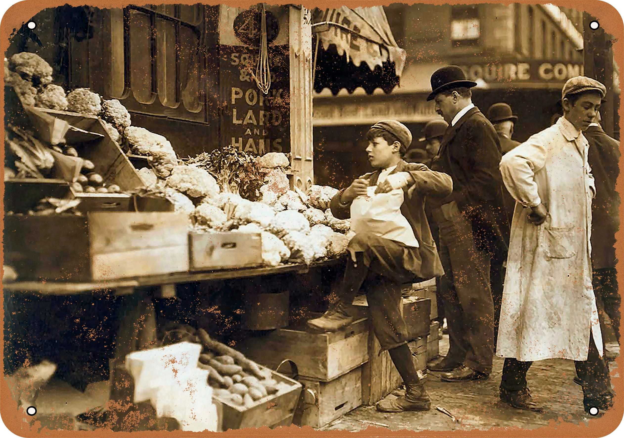 7 x 10 METAL SIGN - 1909 Vegetable Seller Boston - Vintage Rusty Look ...