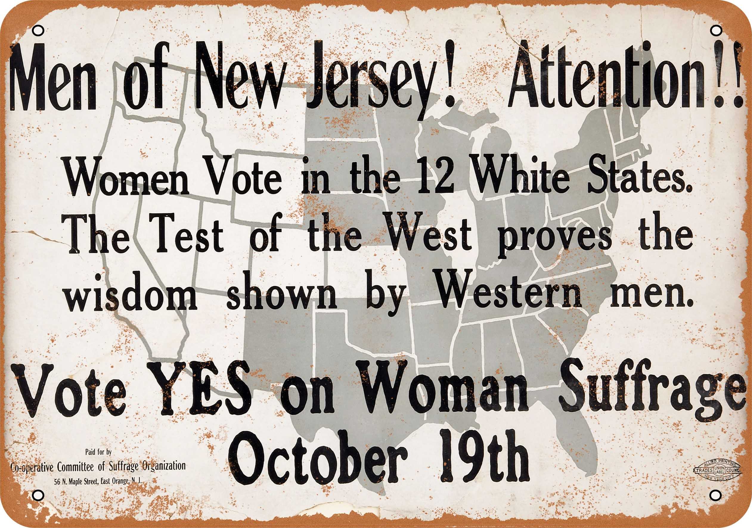 7 x 10 METAL SIGN - 1915 Women's Suffrage Vote - Vintage Rusty Look ...