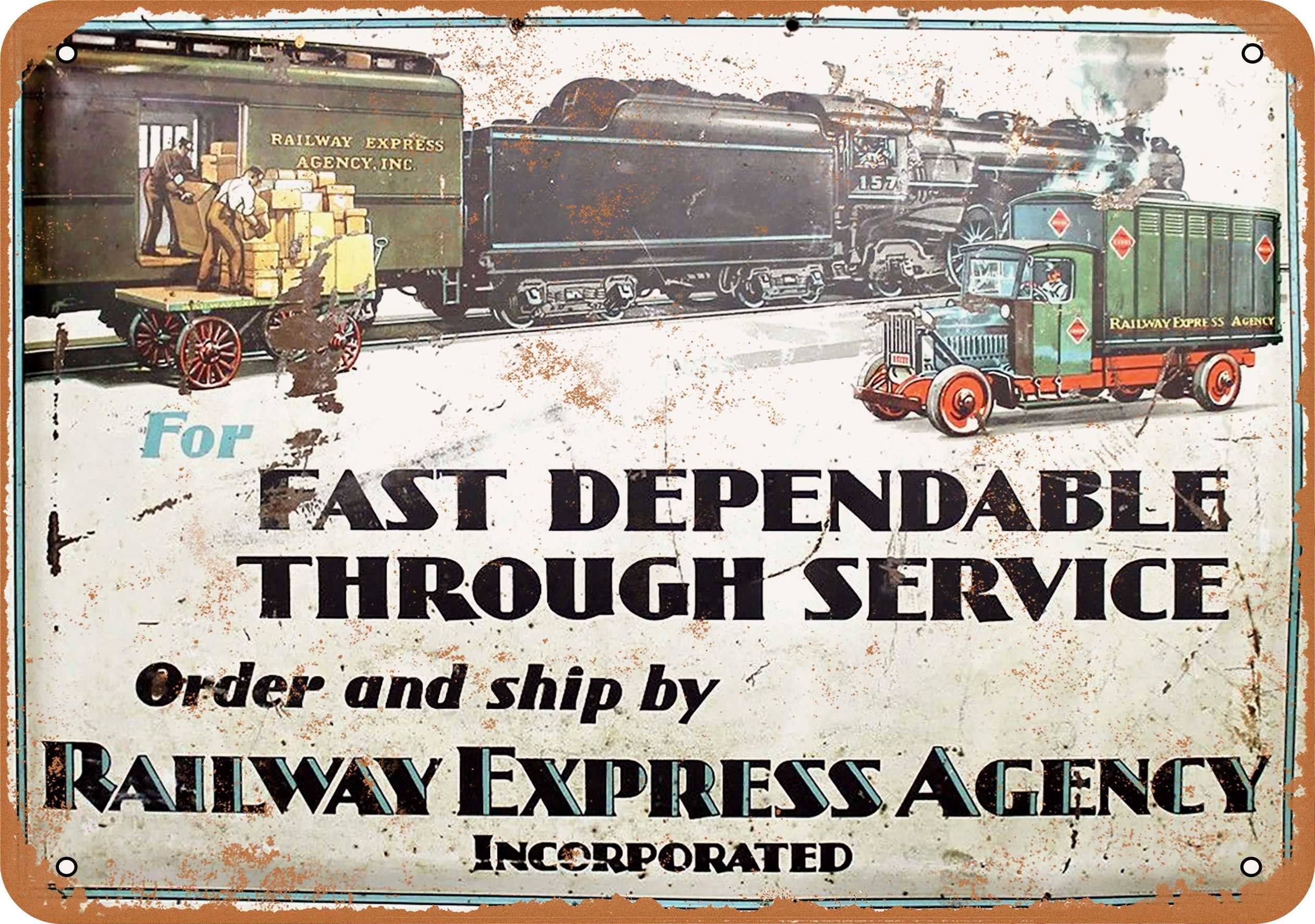 7 x 10 METAL SIGN - 1921 Railway Express Agency Fast Service - Vintage ...