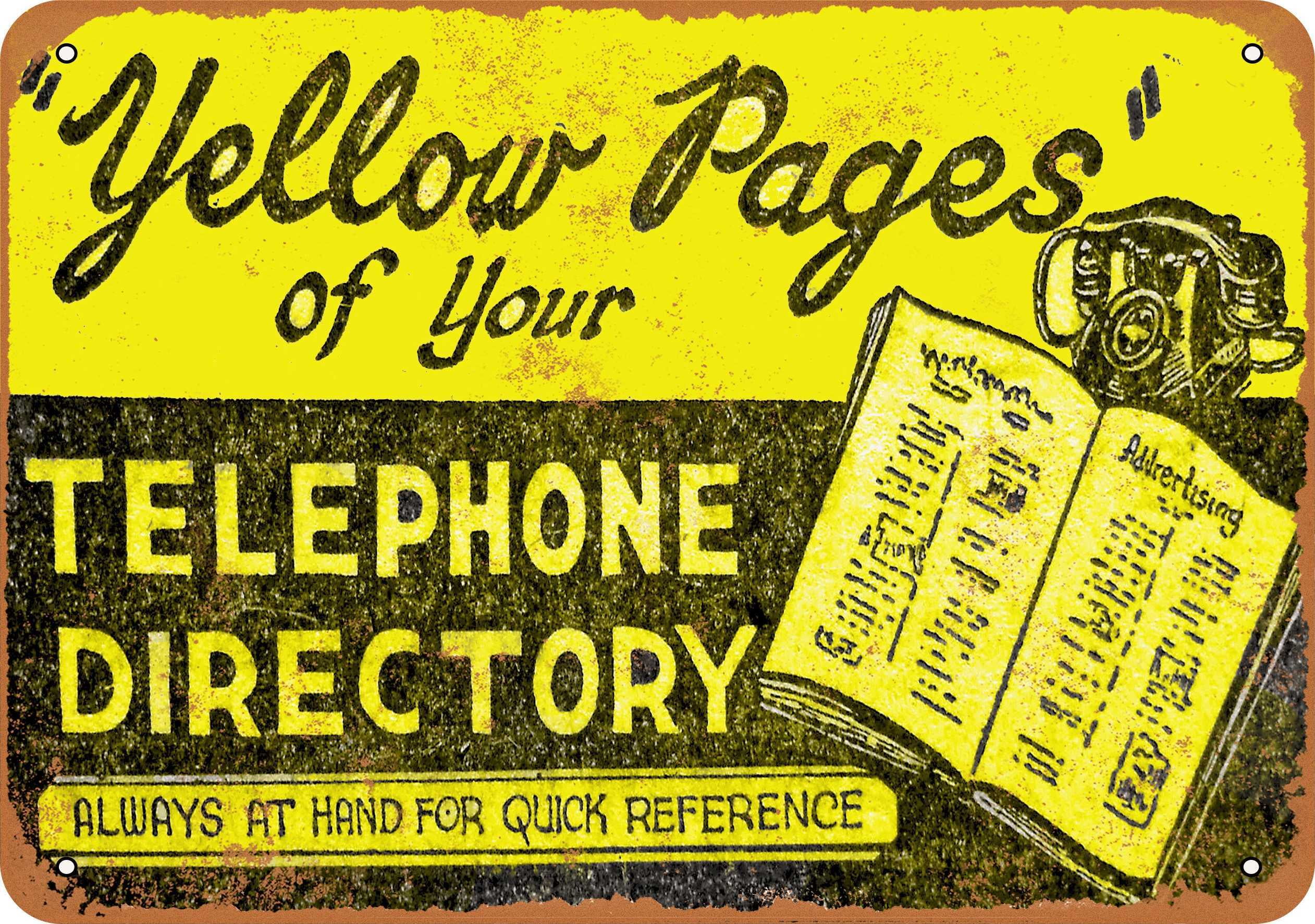 7 x 10 METAL SIGN - 1925 Yellow Pages Telephone Directory - Vintage ...