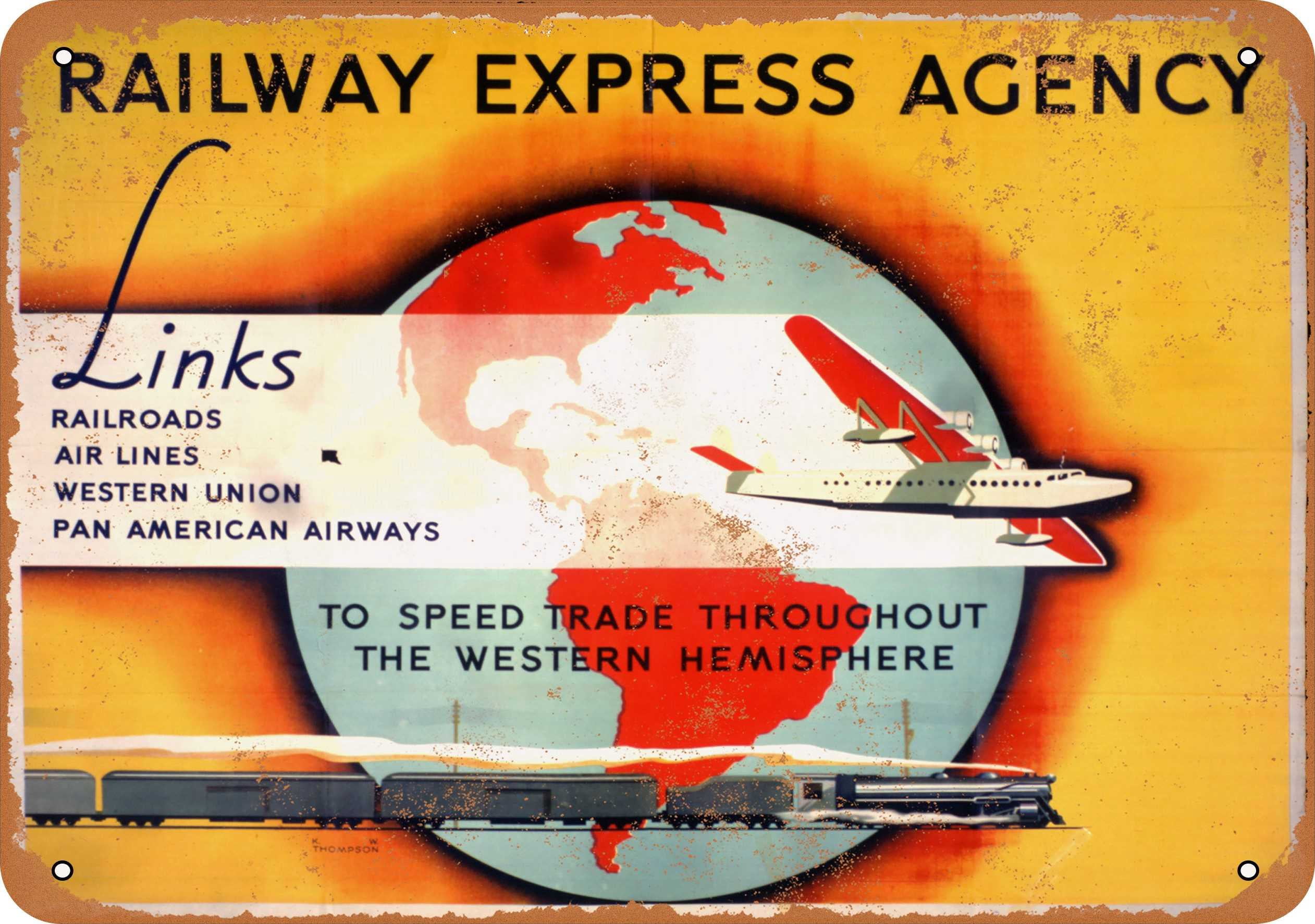7 x 10 METAL SIGN - 1931 Railway Express Agency - Vintage Rusty Look ...