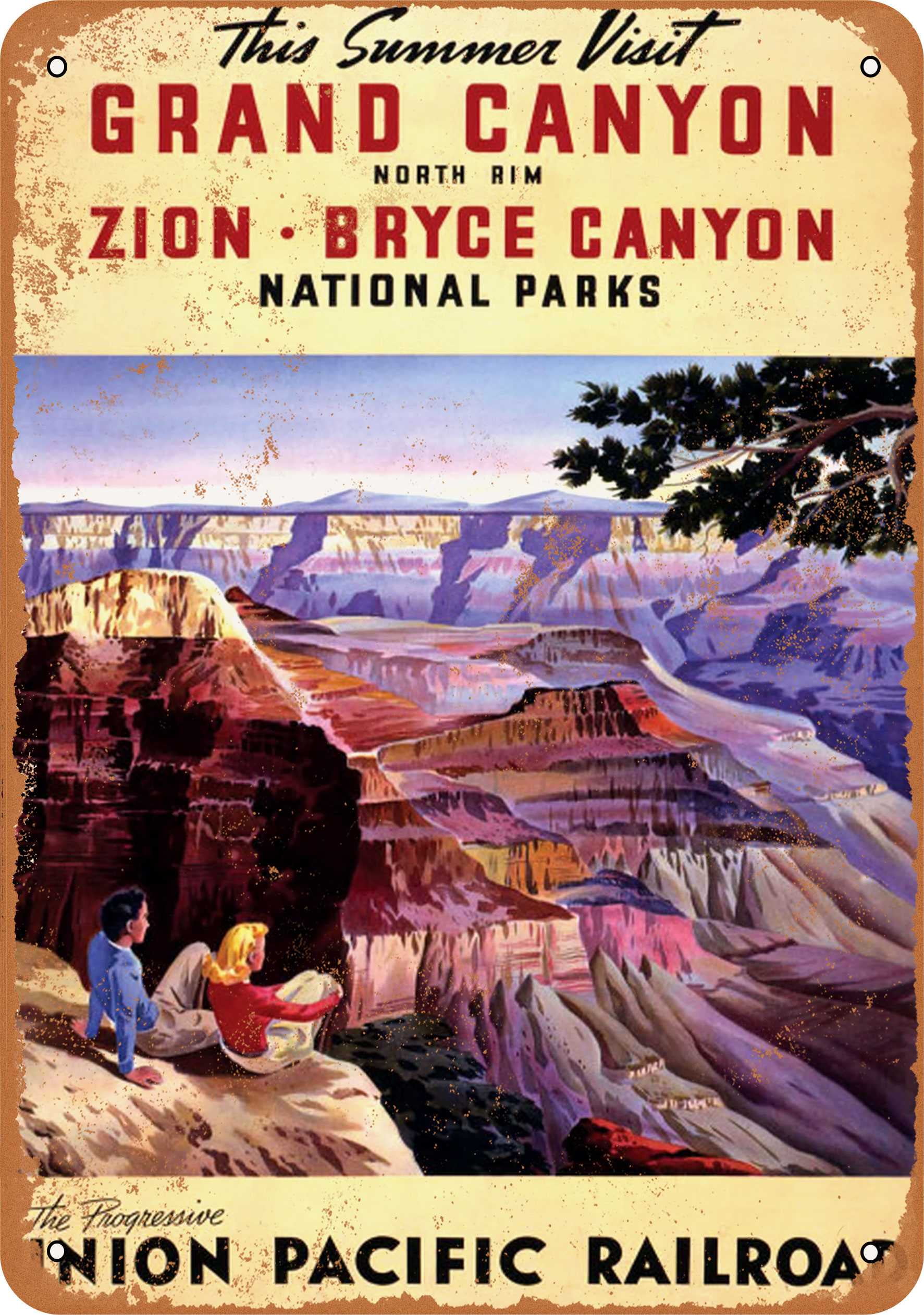 7 x 10 METAL SIGN - 1932 Union Pacific Railroad to the Grand Canyon Zion Bryce - Vintage Rusty ...