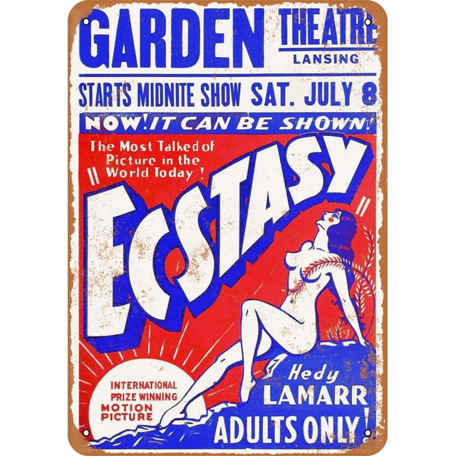 7 x 10 METAL SIGN - 1933 Hedy Lamarr Ecstasy Movie - Vintage Rusty Look ...