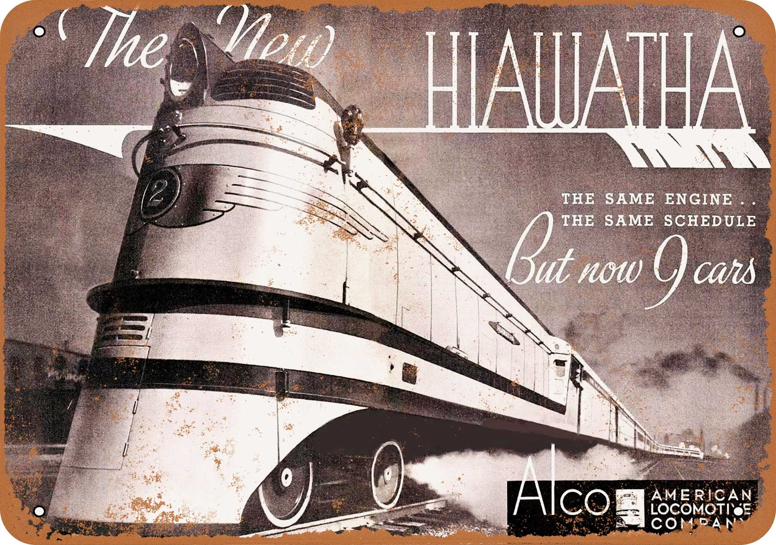 7 x 10 METAL SIGN - 1937 Alco Hiawatha Locomotive - Vintage Rusty Look ...