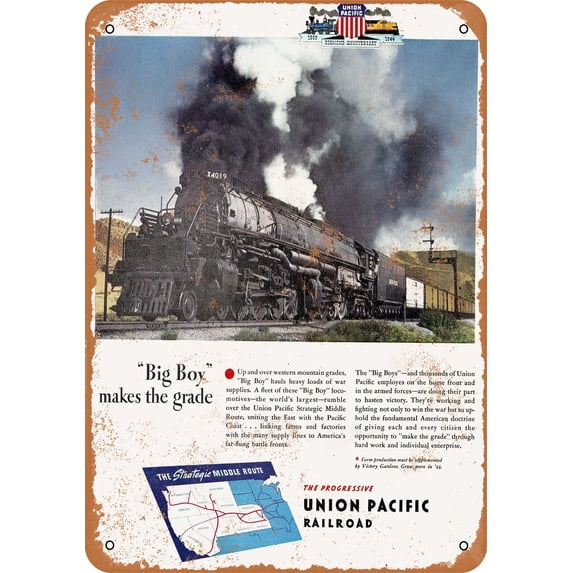 7 x 10 METAL SIGN - 1944 Union Pacific Big Boy Steam Locomotive ...
