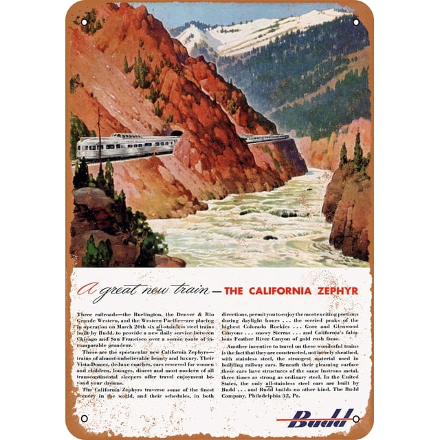 7 x 10 METAL SIGN - 1949 Budd California Zephyr - Vintage Rusty Look ...