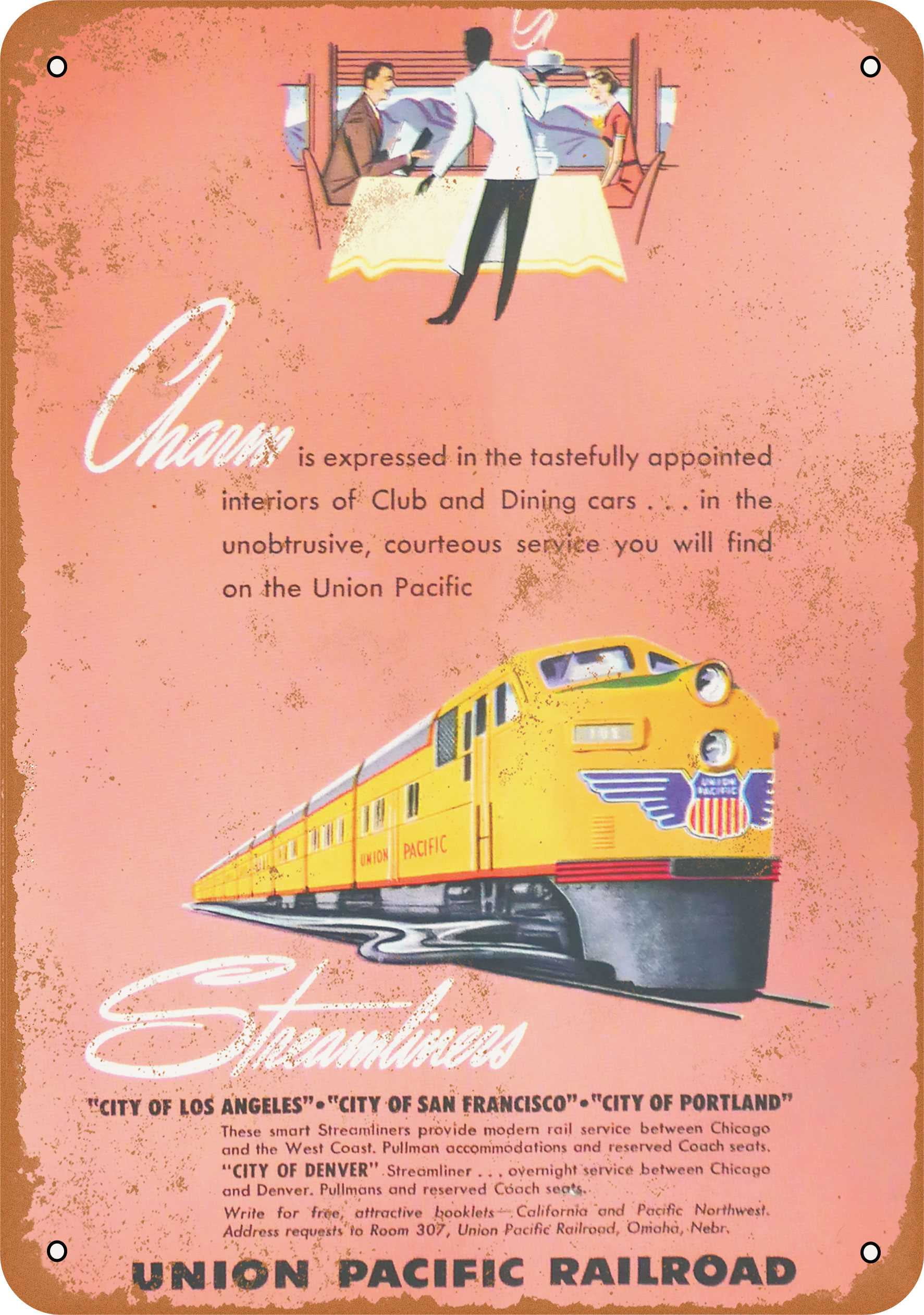 7 x 10 METAL SIGN - 1949 Union Pacific Streamliners - Vintage Rusty ...