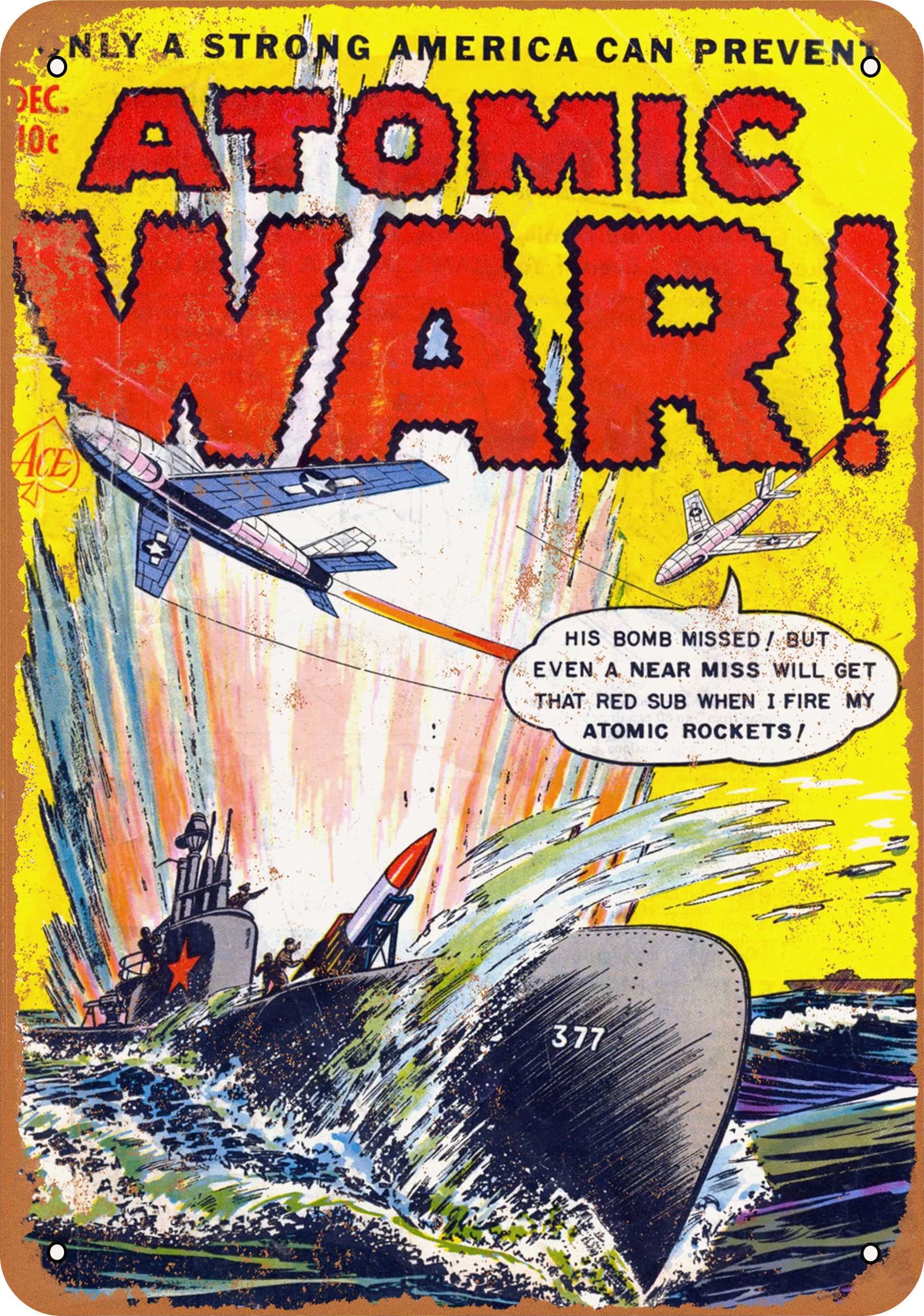 7 x 10 METAL SIGN - 1952 Atomic War Comic - Vintage Rusty Look ...