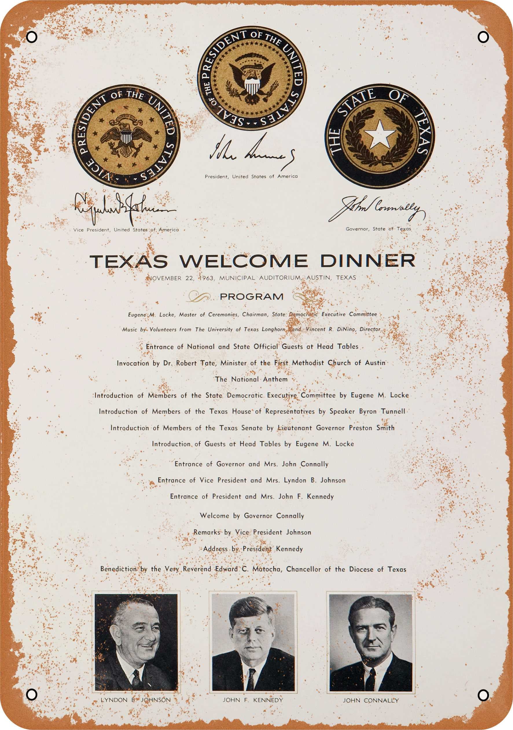 JFK 1963 Texas Vintage Metal Sign, 7x10 - Retro Old Home Decor for ...