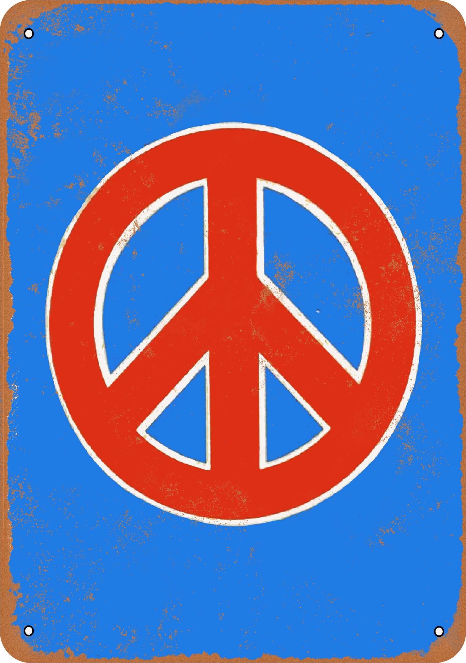 7 x 10 METAL SIGN - 1972 Red Peace Sign - Vintage Rusty Look - Walmart.com