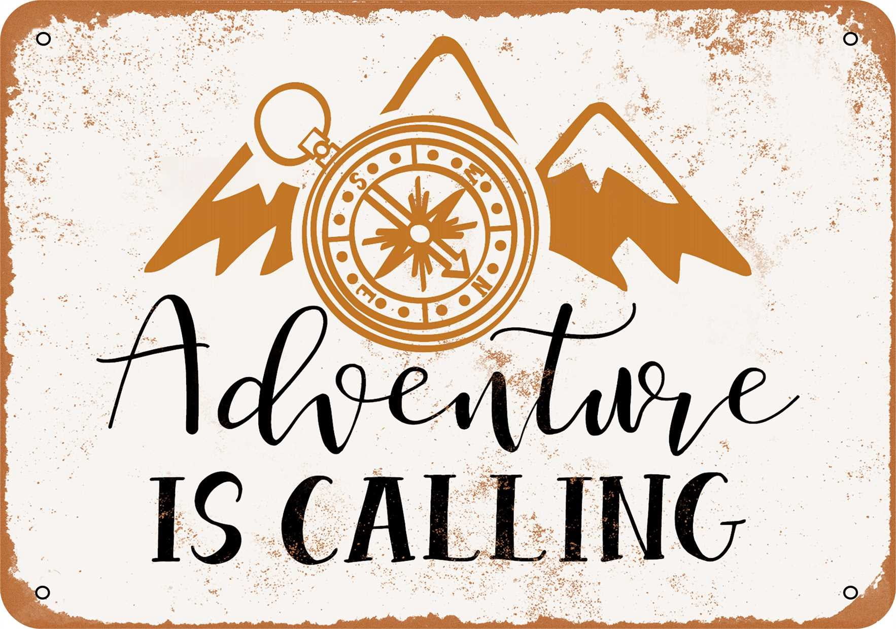 7 x 10 METAL SIGN - Adventure Is Calling - Vintage Rusty Look - Walmart.com