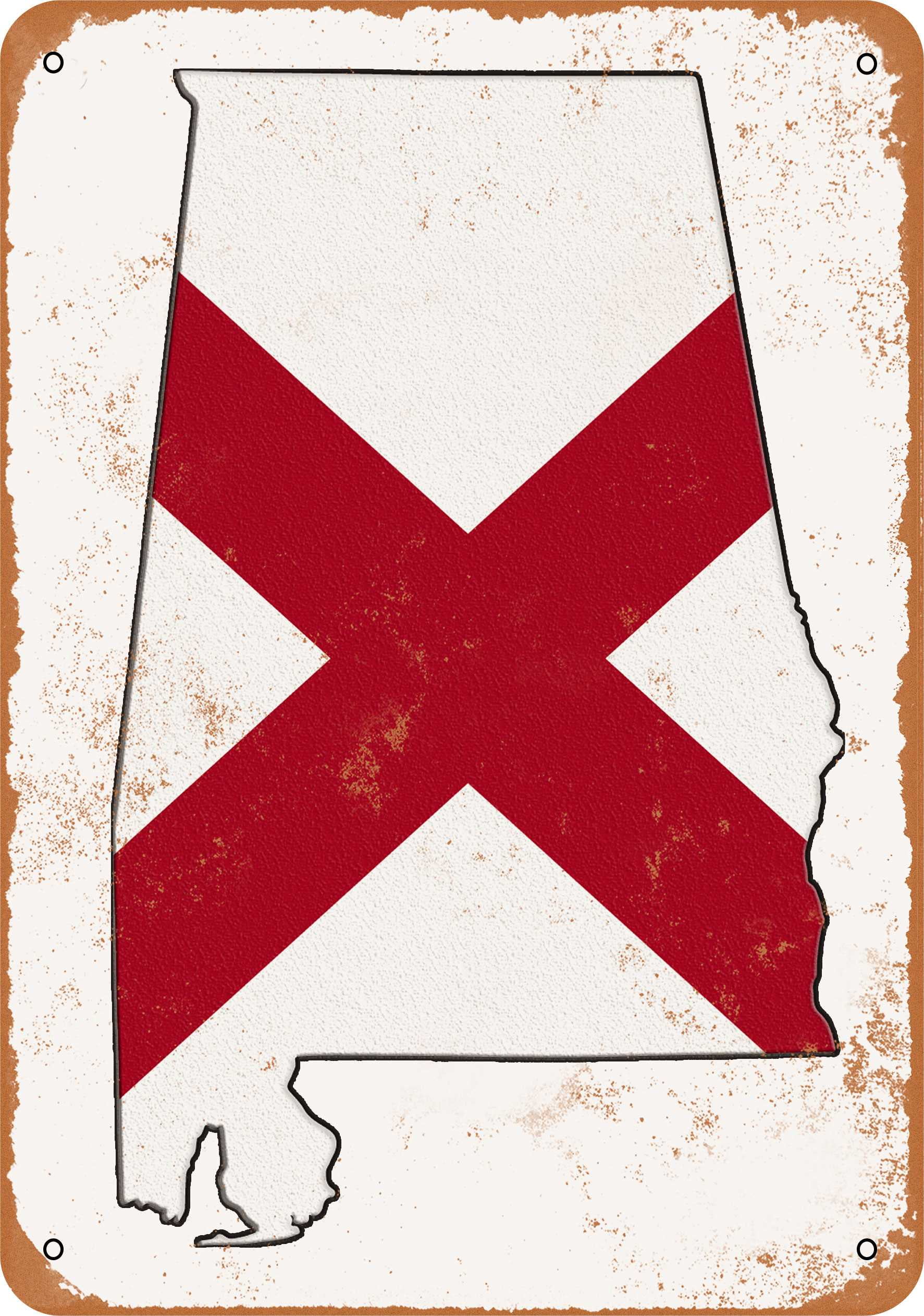 7 x 10 METAL SIGN - Alabama State Flag Design - Vintage Rusty Look ...