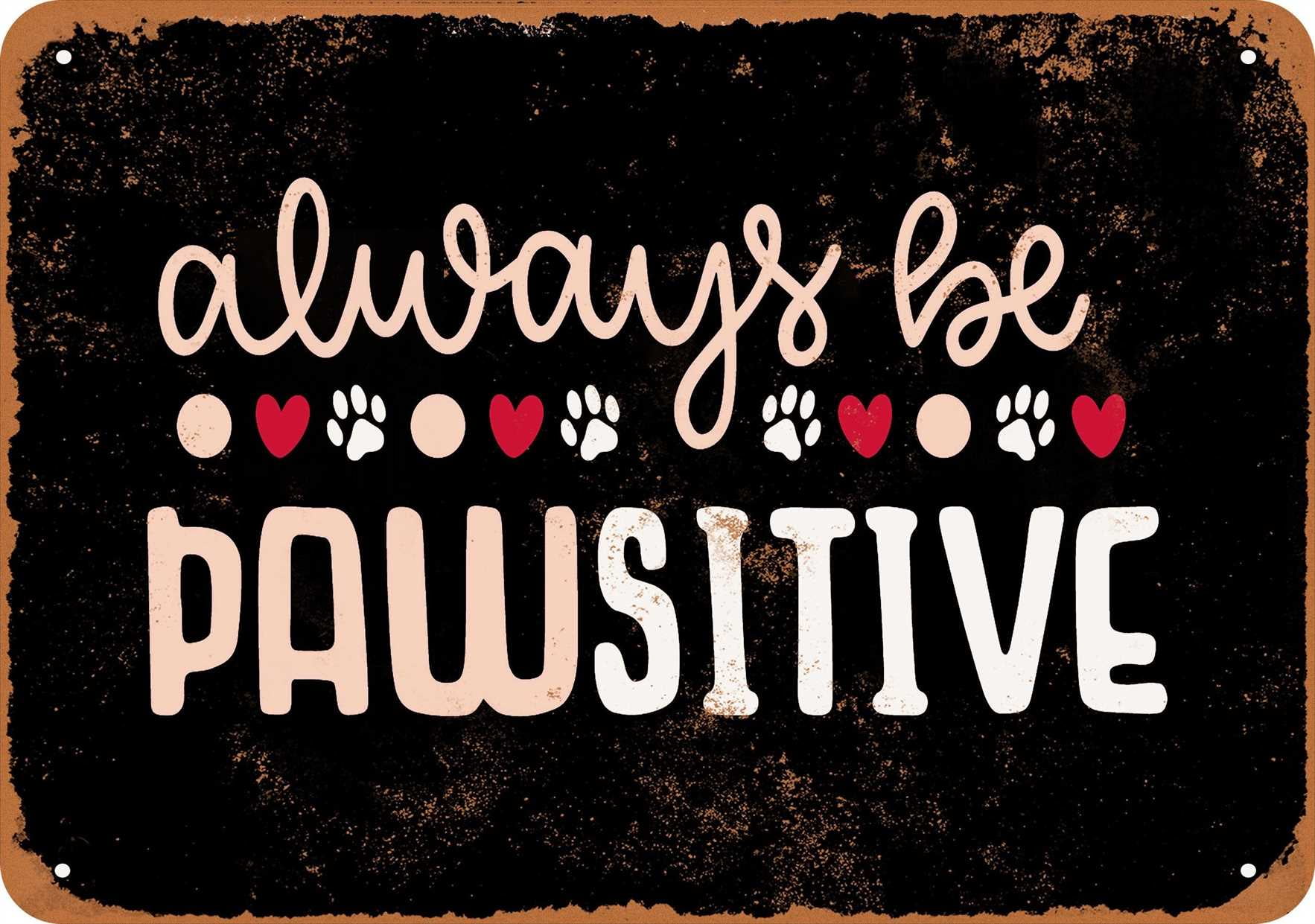 7 x 10 METAL SIGN - Always Be Pawsitive (Dark Background) - Vintage ...