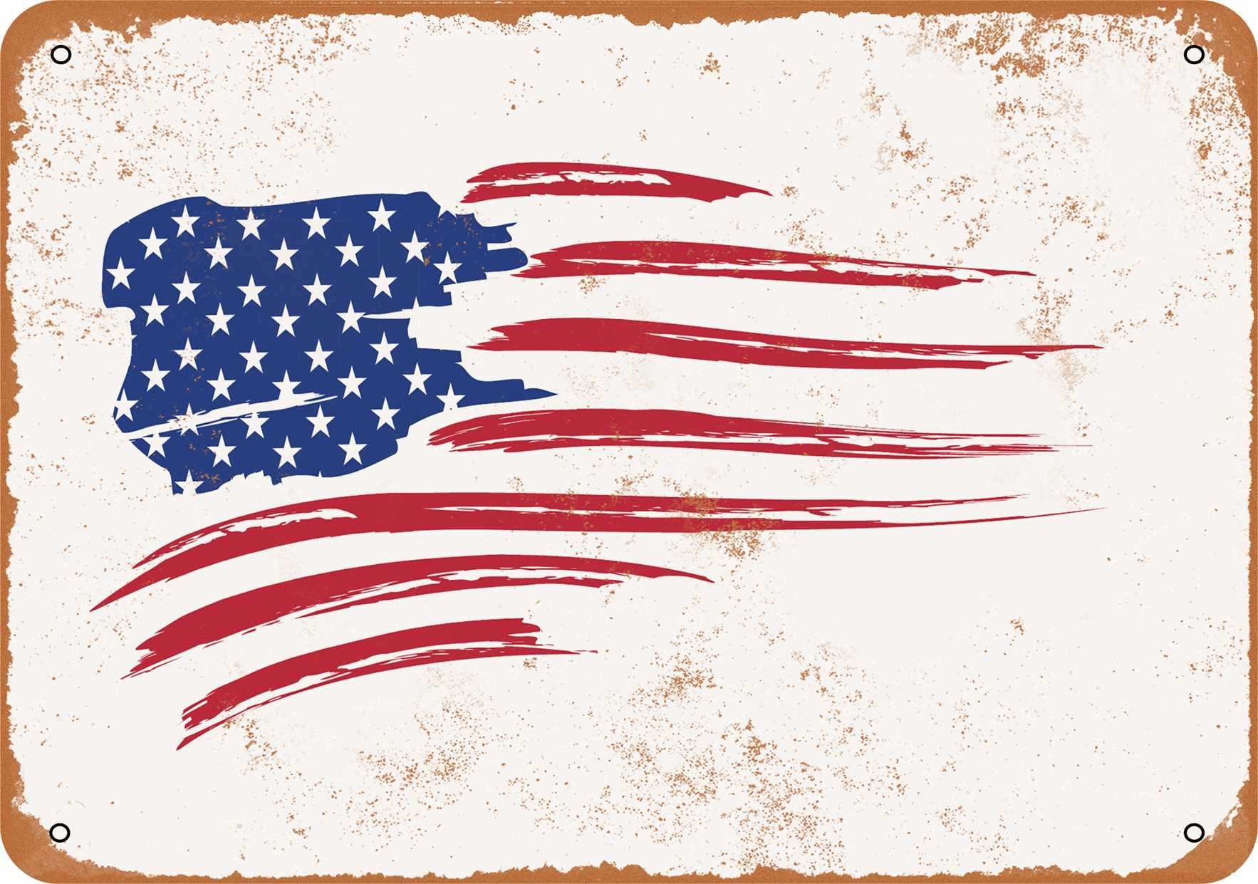7 x 10 METAL SIGN - American Flag Distressed Wisp - Vintage Rusty Look ...