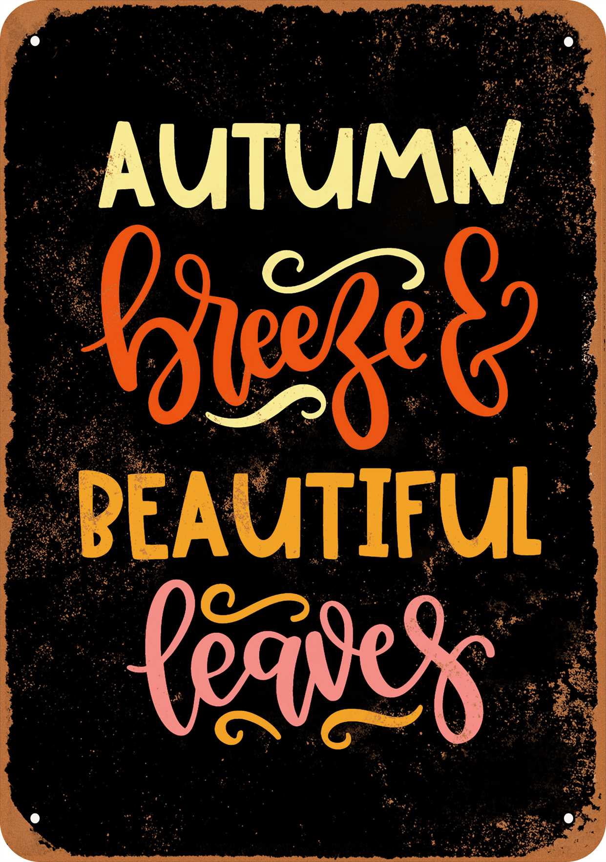 7 x 10 METAL SIGN - Autumn Breeze and Beautiful Leaves (Dark Background ...