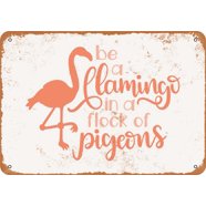 Dyenamic Art Flamingo Wisdom Metal Sign Pink Aluminum Coastal Decor ...
