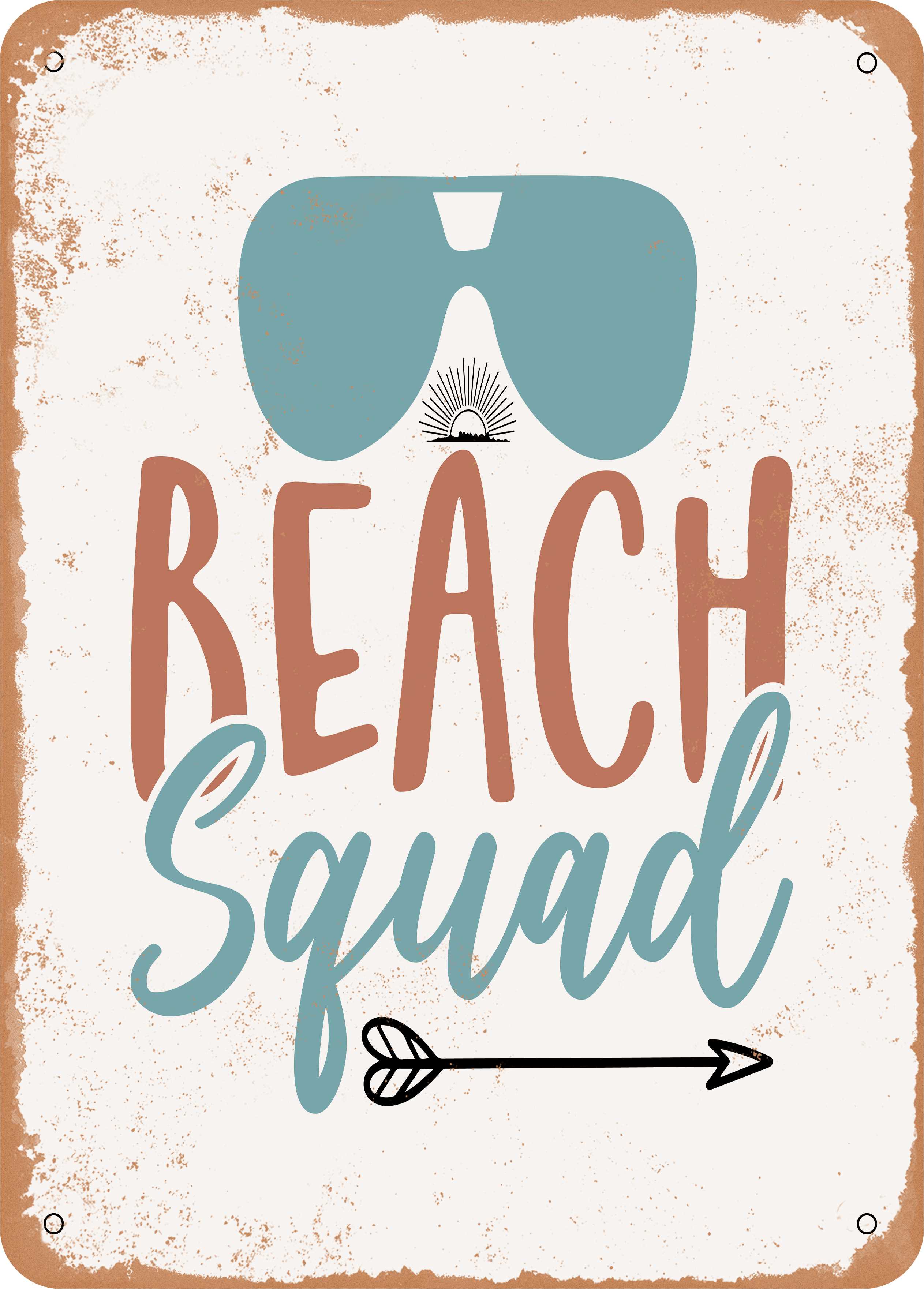 7 x 10 METAL SIGN - Beach Squad - 4 - Vintage Rusty Look - Walmart.com
