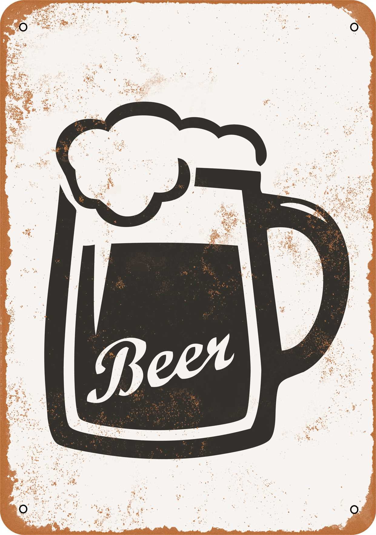 7 x 10 METAL SIGN - Beer Mug - Vintage Rusty Look - Walmart.com