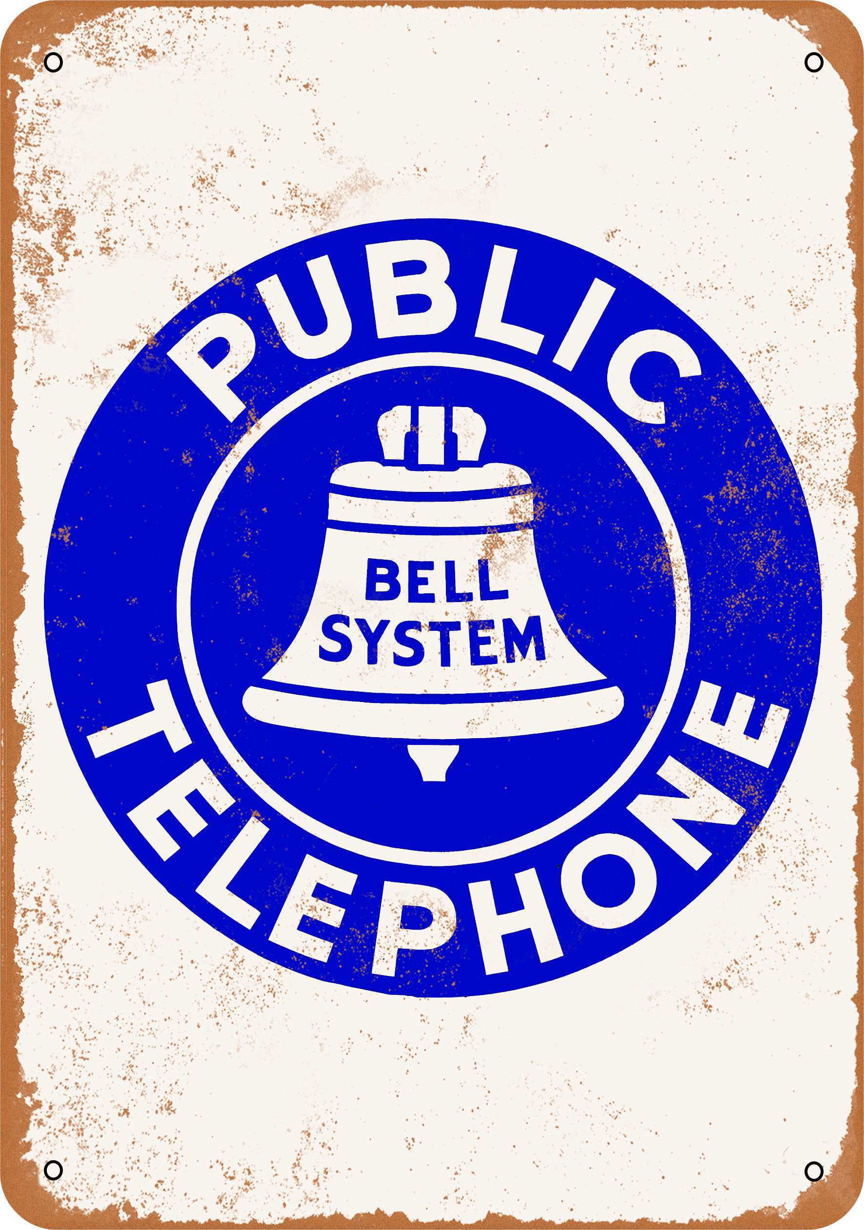 7 x 10 METAL SIGN - Bell System Public Telephone White Blue - Vintage ...