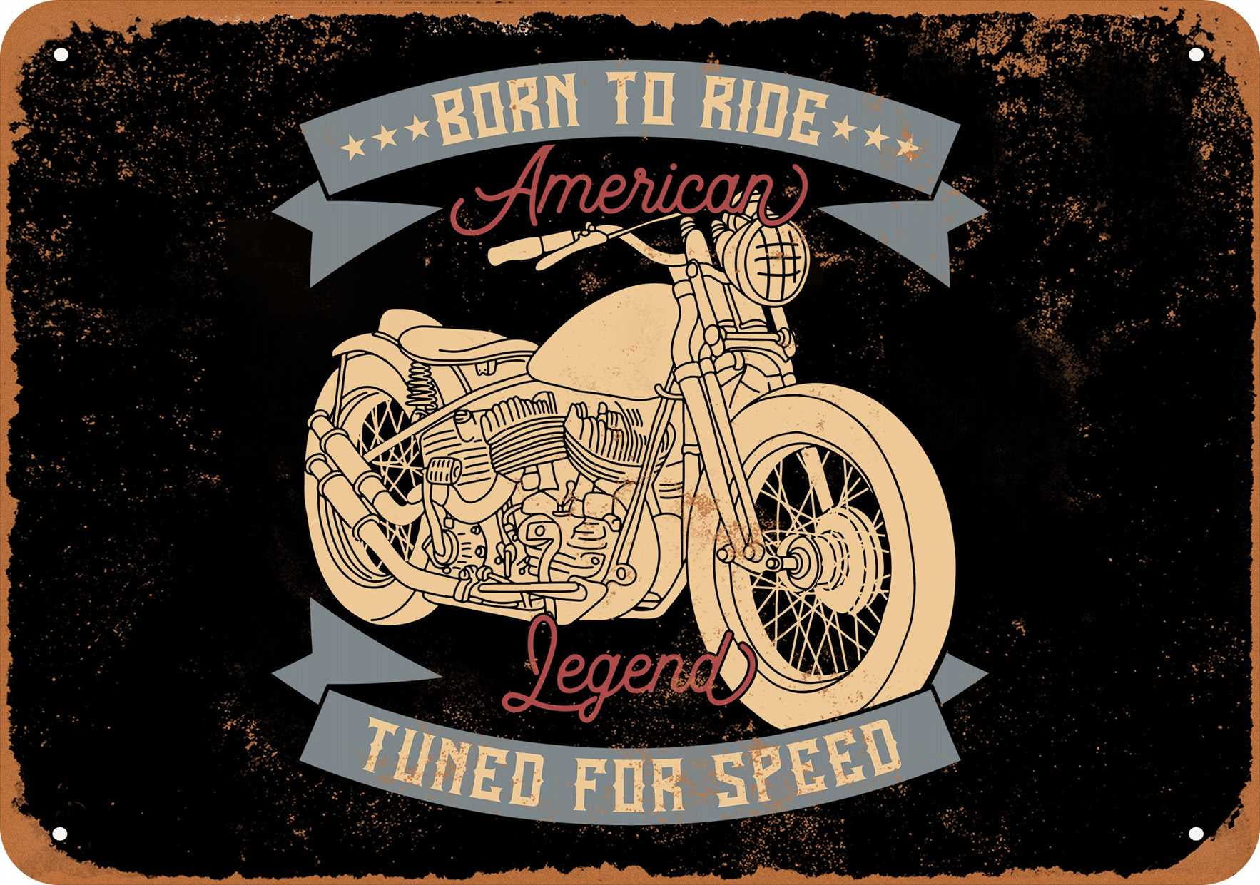 7 x 10 METAL SIGN - Born to Ride Motorcycles (Dark Background ...
