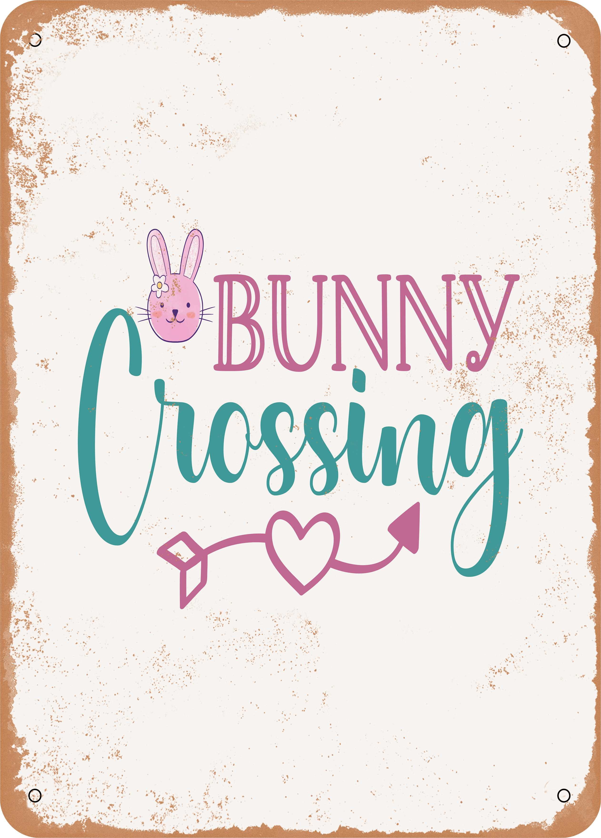 7 x 10 METAL SIGN - Bunny Crossing - Vintage Rusty Look - Walmart.com