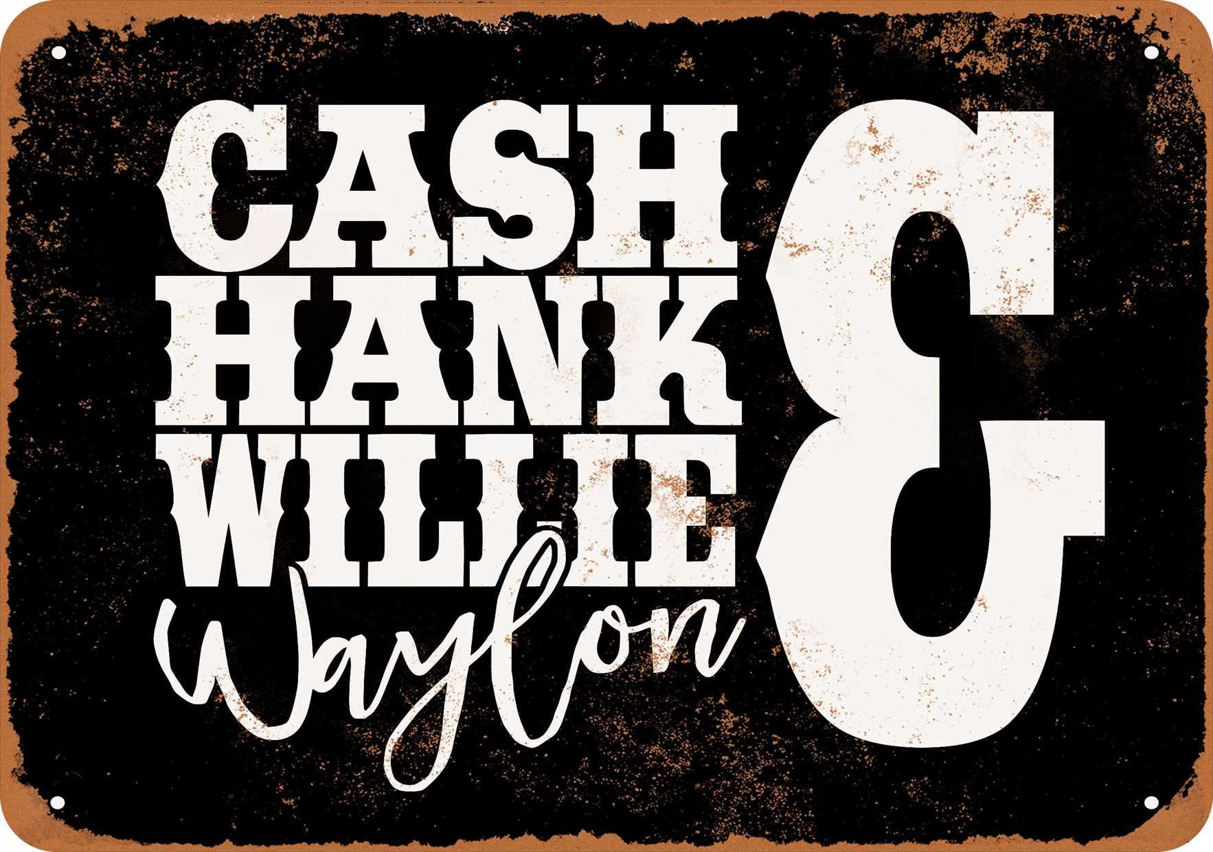 7 x 10 METAL SIGN - Cash Hank Willie Waylon (BLACK BACKGROUND ...