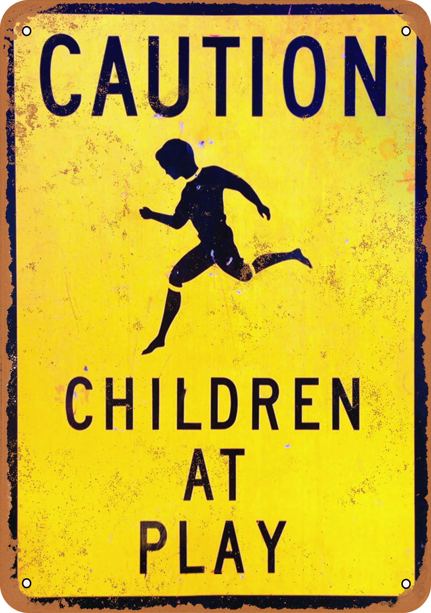 7 x 10 METAL SIGN - Caution Children at Play - Vintage Rusty Look ...